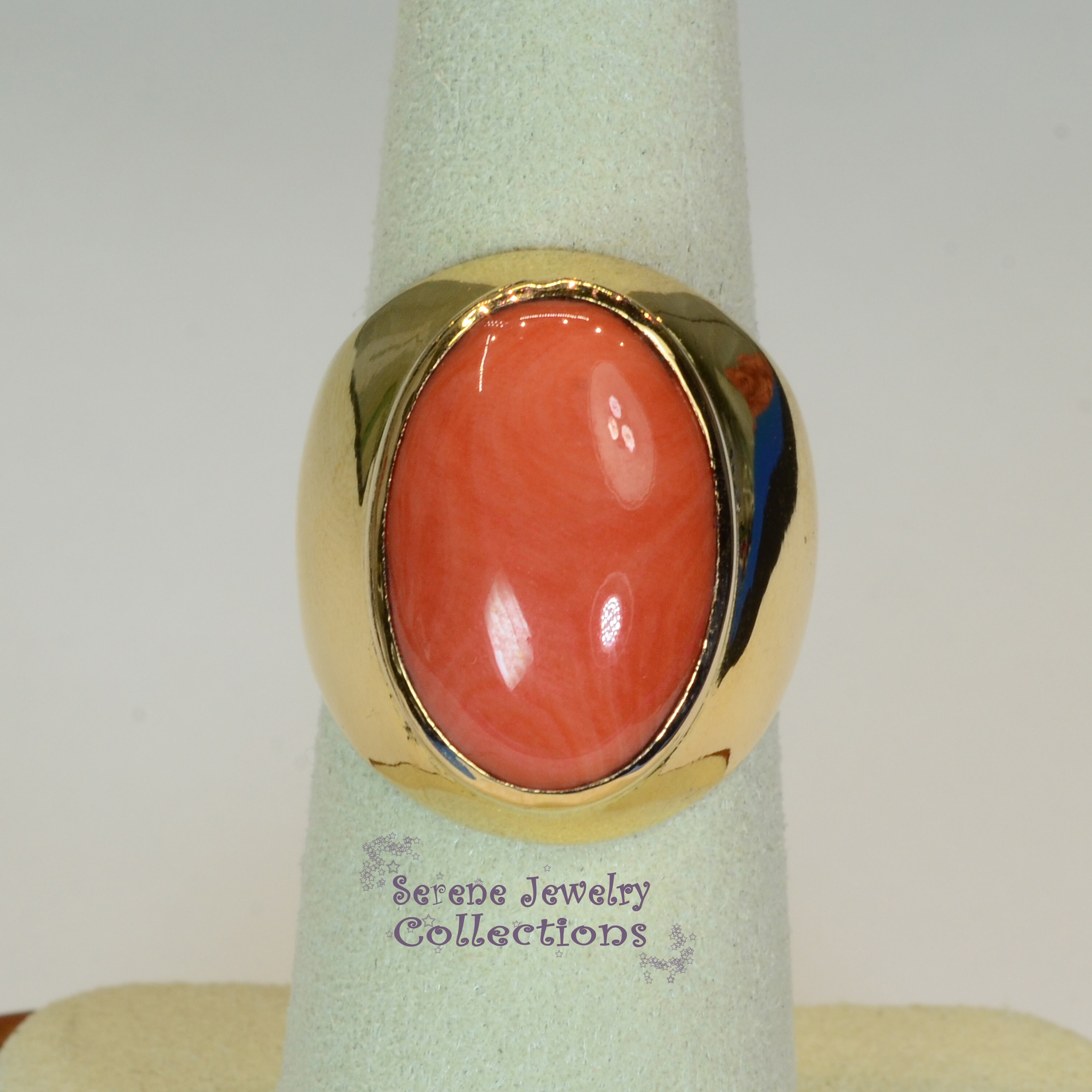 Japanese Momo Coral 18k Gold Ring Vintage Ring Size 6 - Etsy