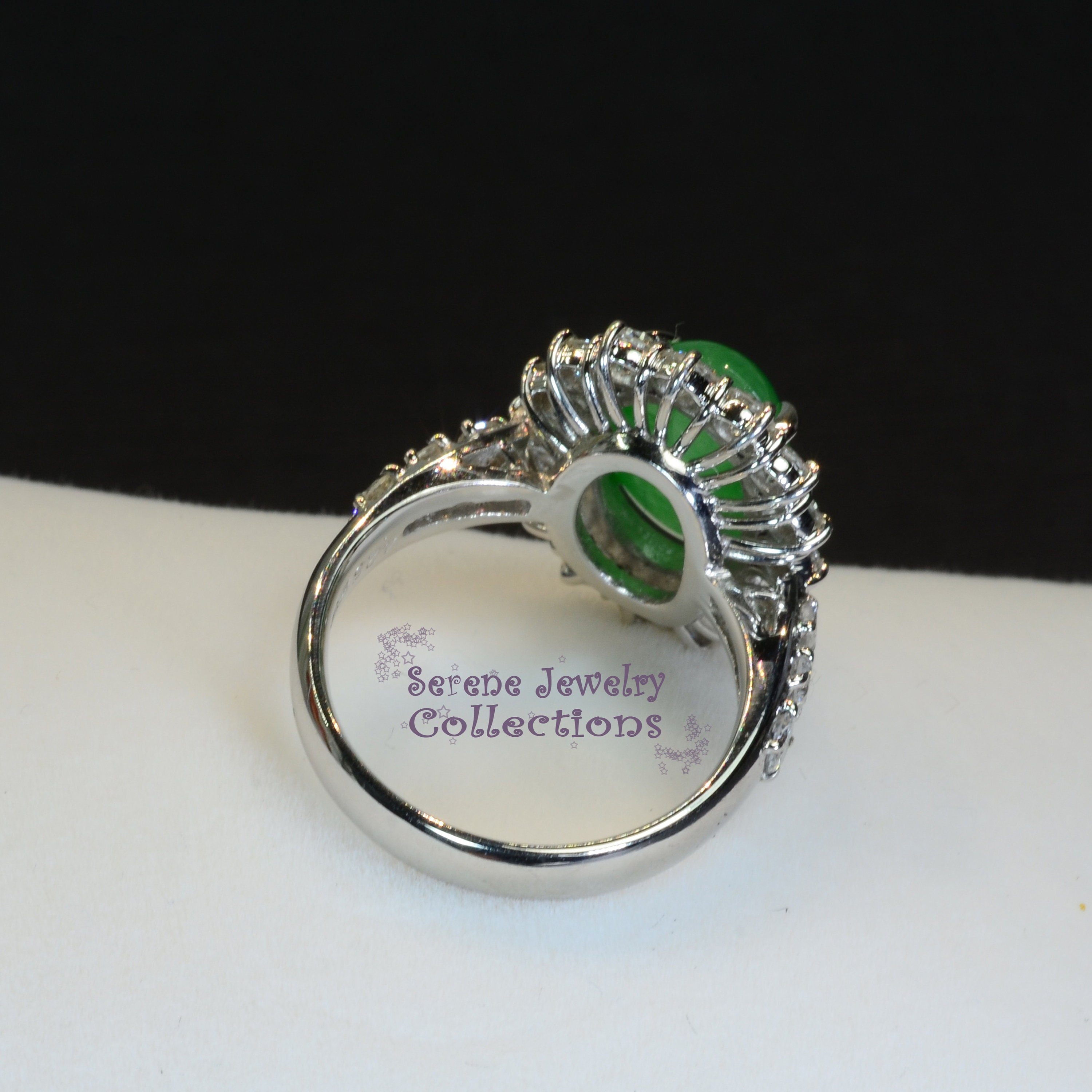 GIA Untreated 4.25CT A Jade Jadeite Diamond Ring Platinum Vintage Ring ...