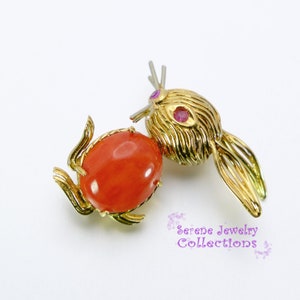 Coral Ruby 18k Yellow Gold Bunny Rabbit Brooch Pin Vintage - Etsy