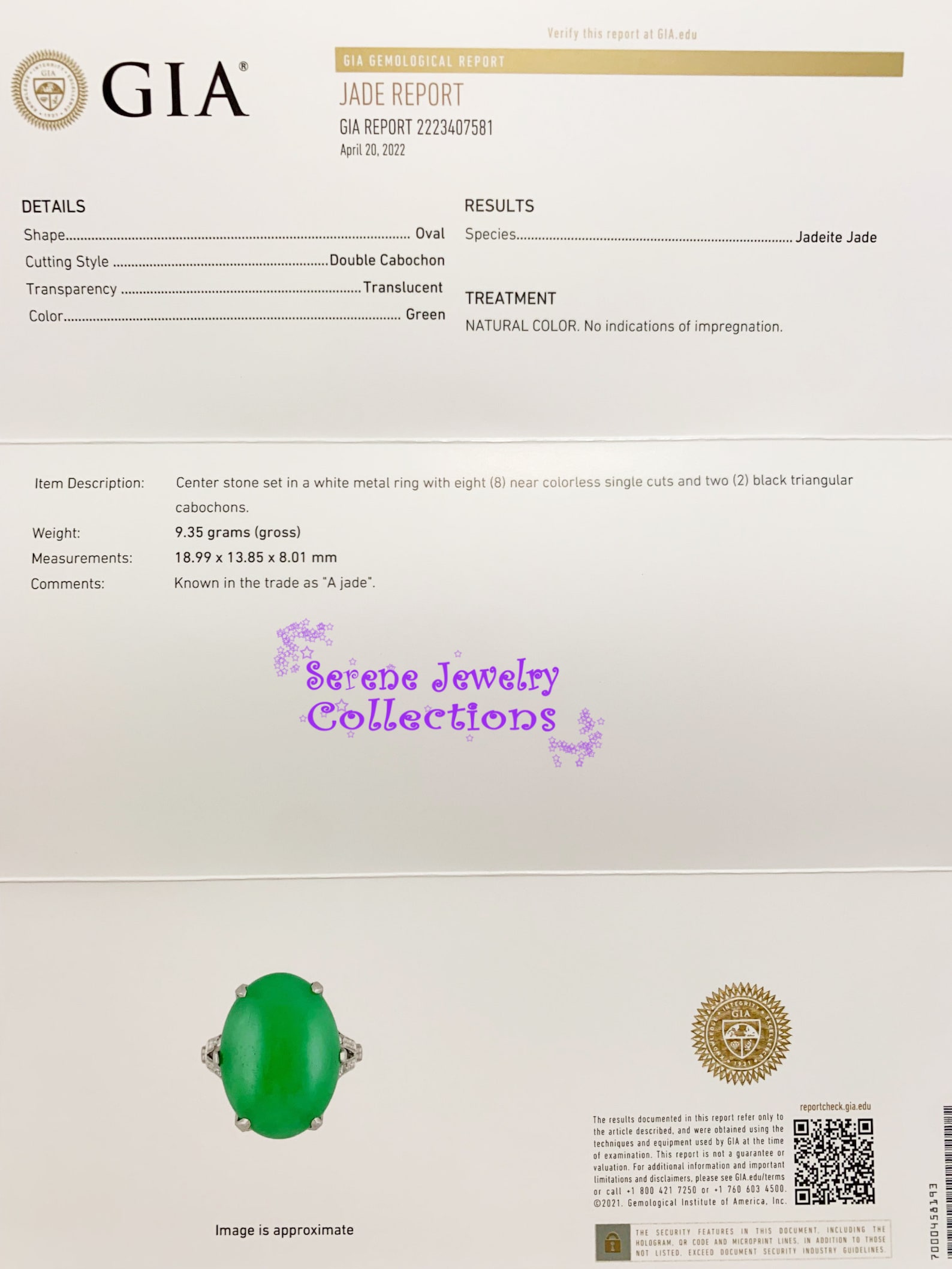 GIA Untreated Art Deco Antique 14CT Untreated A Jade Jadeite Diamond ...