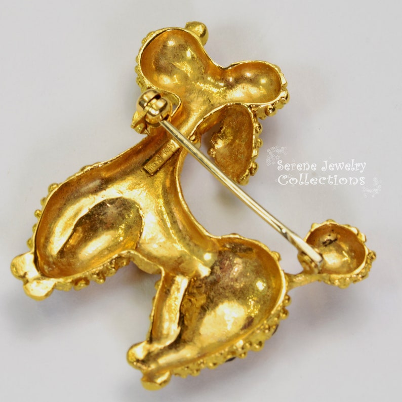 Enamel 18K Gold Poodle Brooch Vintage - Etsy