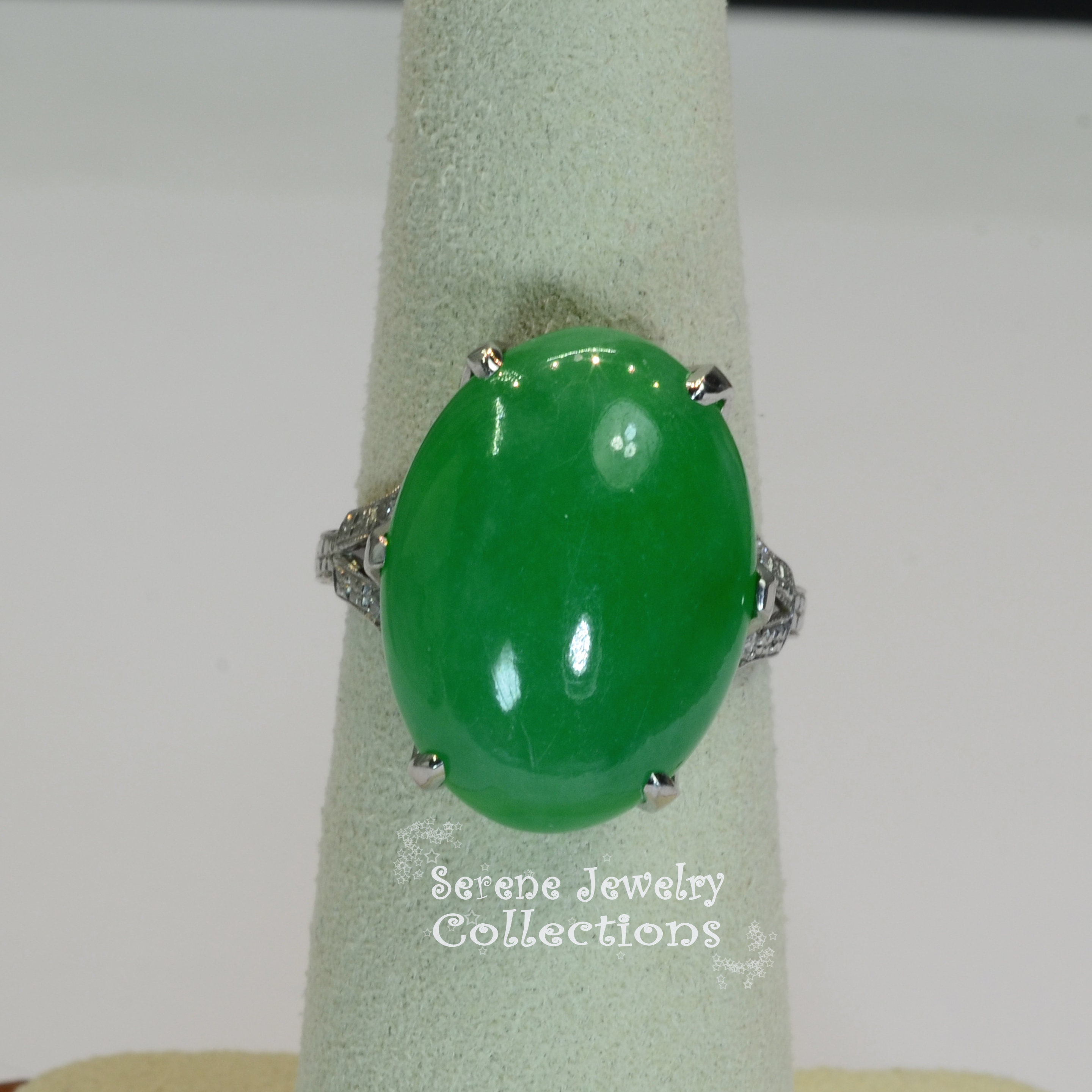 GIA Untreated Art Deco Antique 14CT Untreated A Jade Jadeite Diamond ...