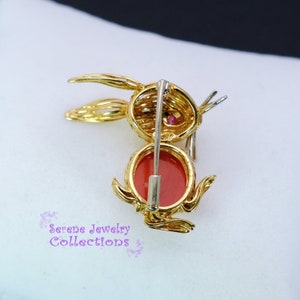 Coral Ruby 18k Yellow Gold Bunny Rabbit Brooch Pin Vintage - Etsy