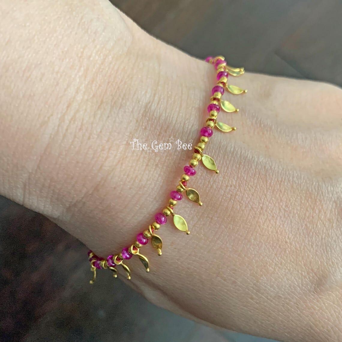 18k Solid Gold Gem Grade Fine Burmese Ruby Smooth Rondelles Beads 7 ...