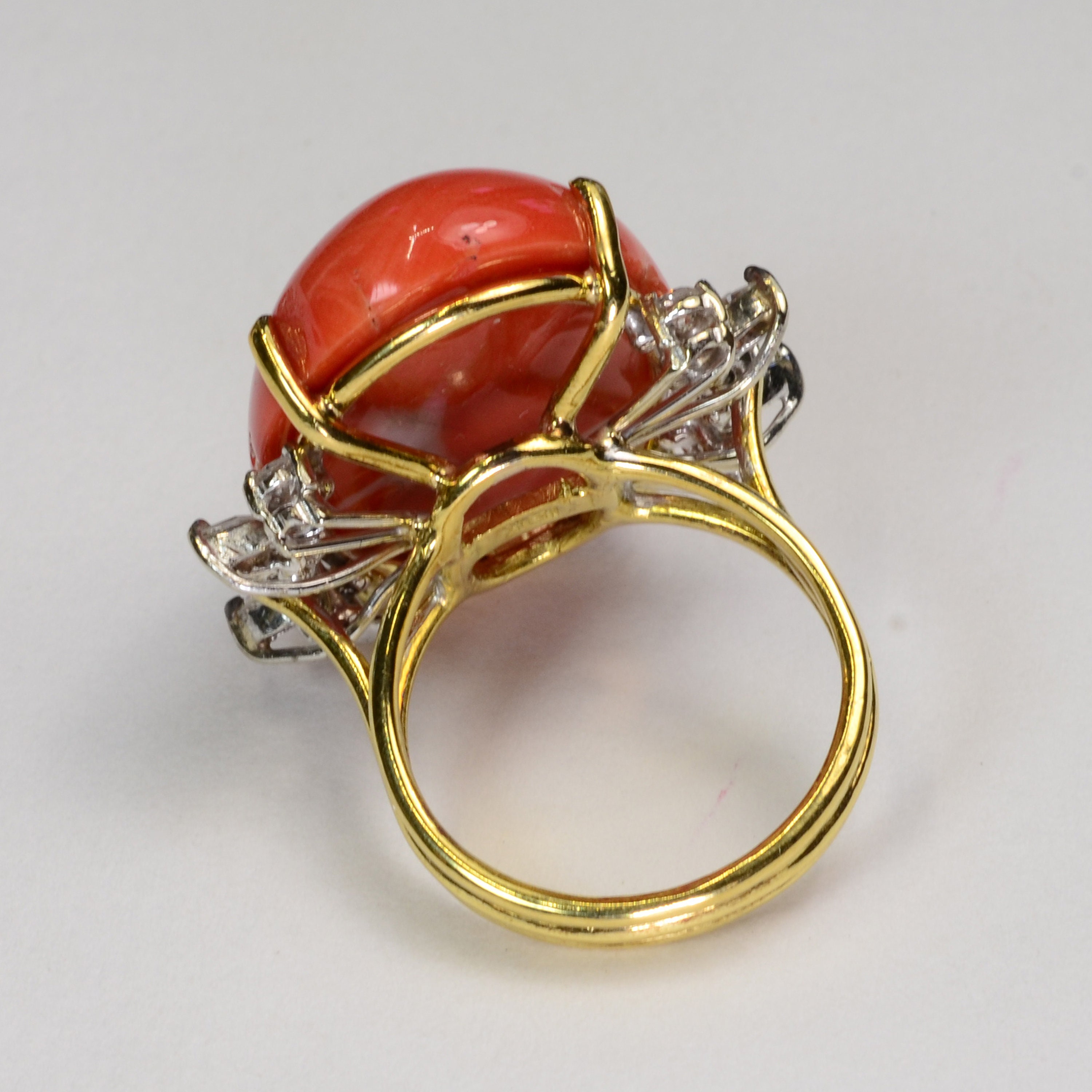 Japanese Momo Coral Diamond 18k Gold Ring Vintage Ring Size 6 - Etsy