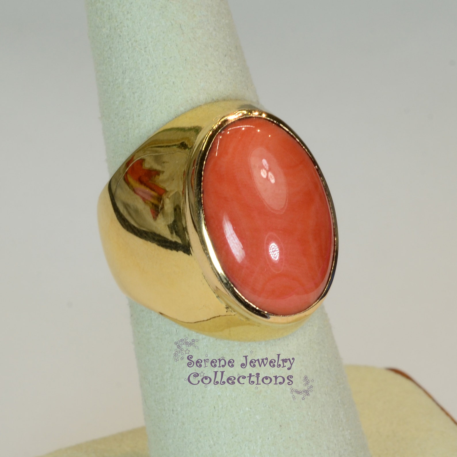 Japanese Momo Coral 18k Gold Ring Vintage Ring Size 6 - Etsy