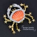 Large Carved Coral Diamond Crab 18k Yellow White Gold Brooch Pin ...