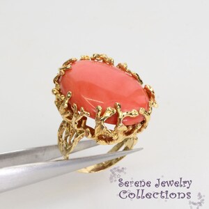 Japanese Momo Coral 14k Gold Ring Vintage Ring Size 6.75 - Etsy