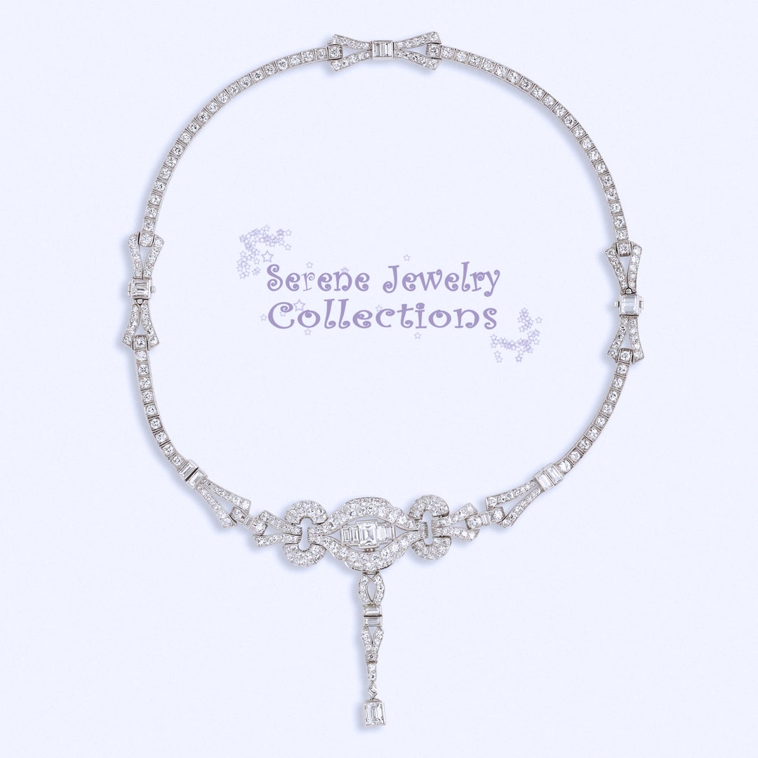 Antique Art Deco Fine 12.21CT Diamonds Platinum Convertible Necklace ...