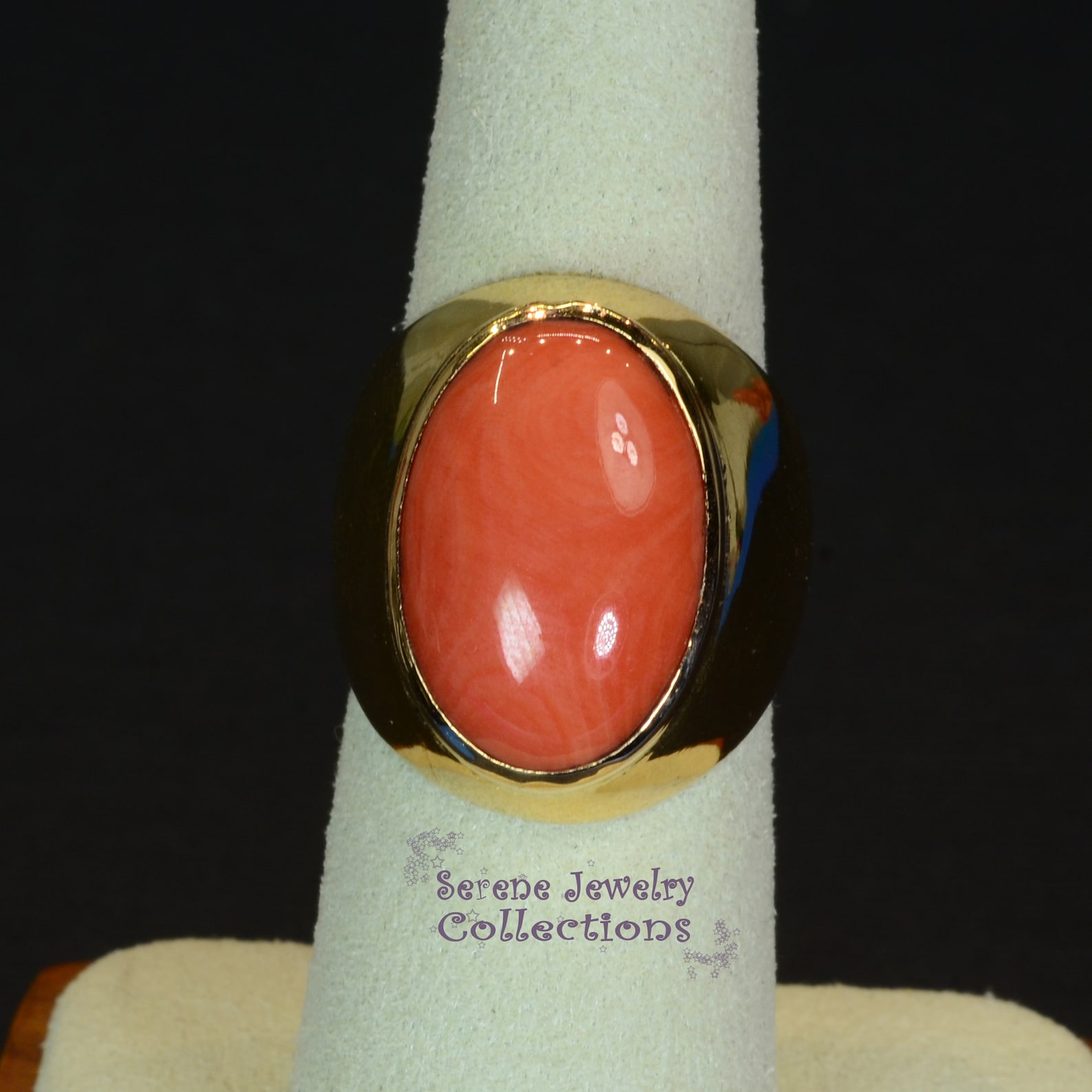 Japanese Momo Coral 18k Gold Ring Vintage Ring Size 6 - Etsy