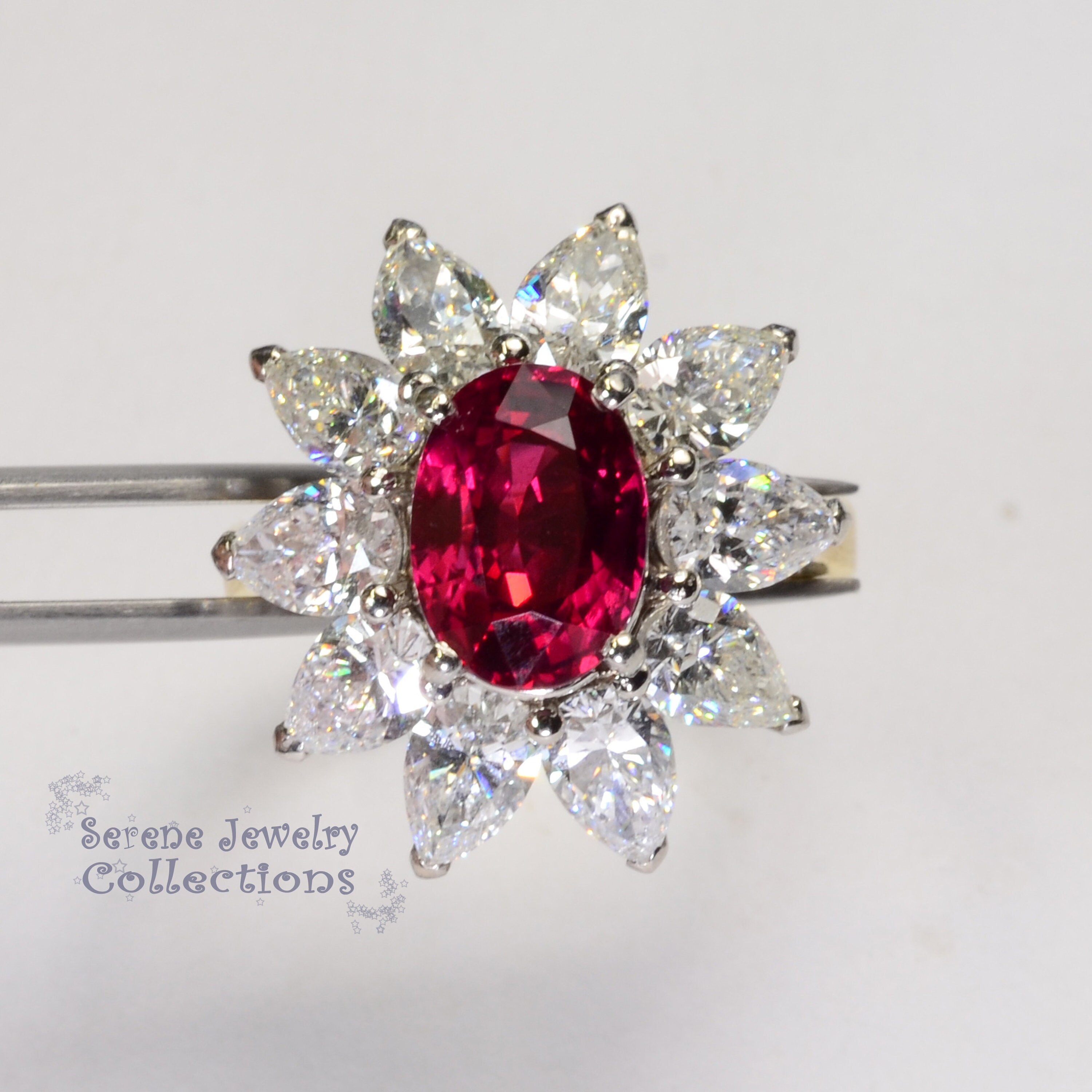 3ct Ruby Heat Only Diamond Ring Platinum 18k Gold Vintage Ring - Etsy