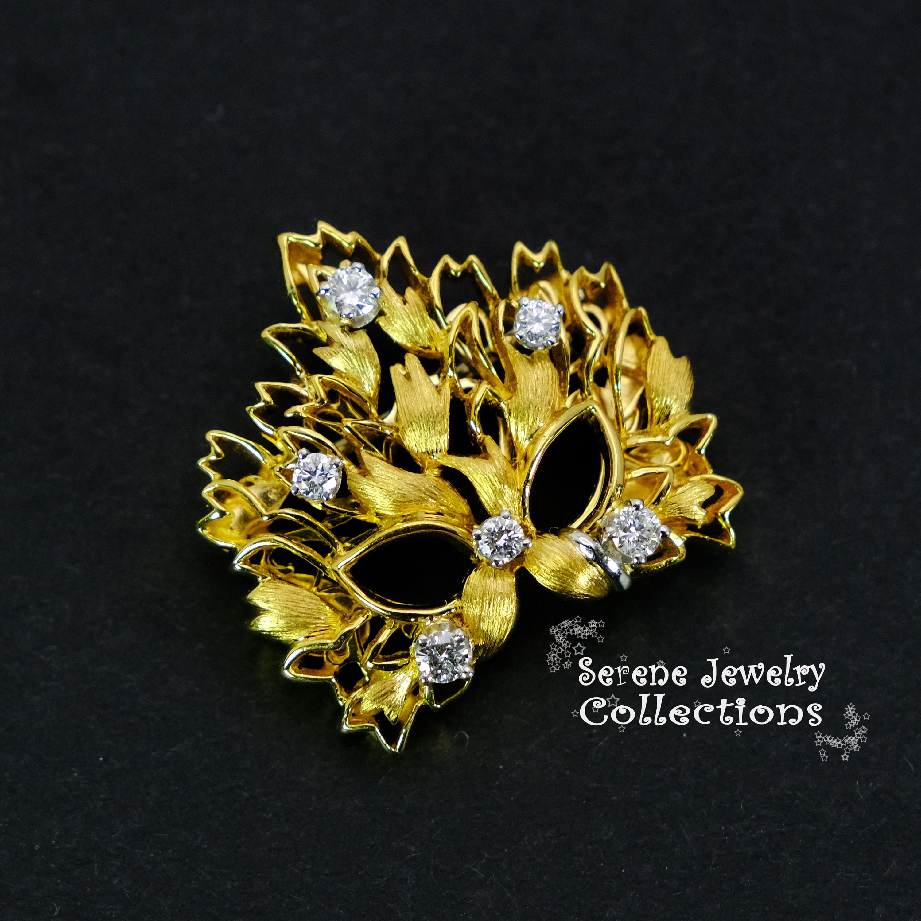 Henry Dunay Diamond 18k Yellow Gold Platinum Mask Brooch Vintage - Etsy