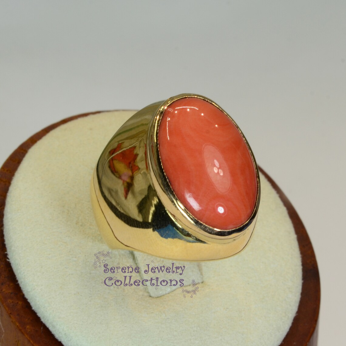 Japanese Momo Coral 18k Gold Ring Vintage Ring Size 6 - Etsy