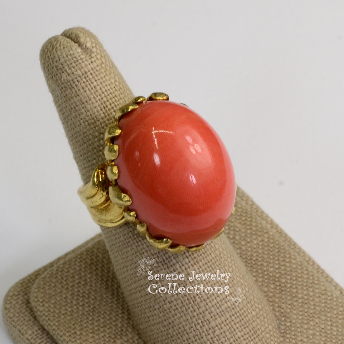 Japanese Momo Coral Diamond 18k Gold Ring Vintage Ring Size - Etsy