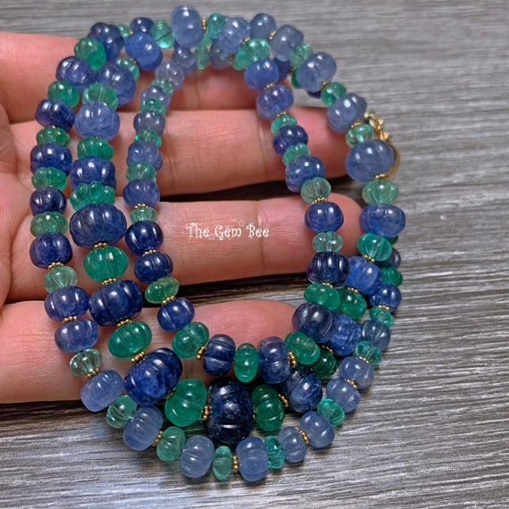 263CT Colombian Emerald Burmese Blue Sapphire Melon F… - Gem