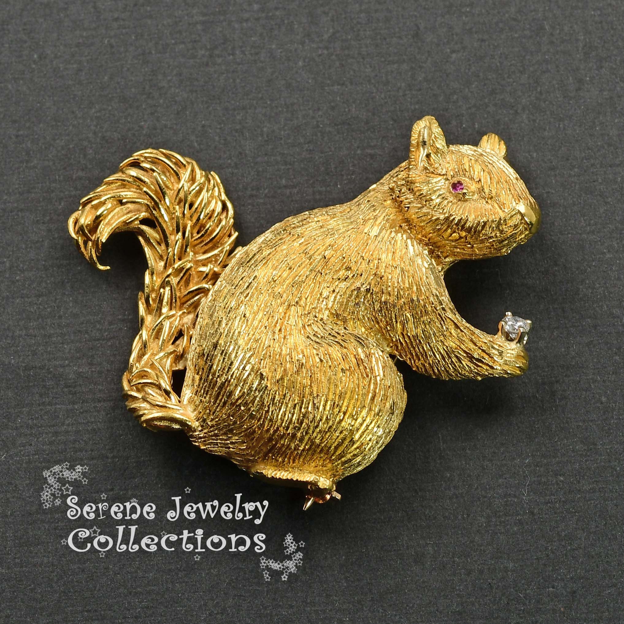 Tiffany & Co Diamond Ruby 18k Yellow Gold Squirrel Brooch Vintage - Etsy