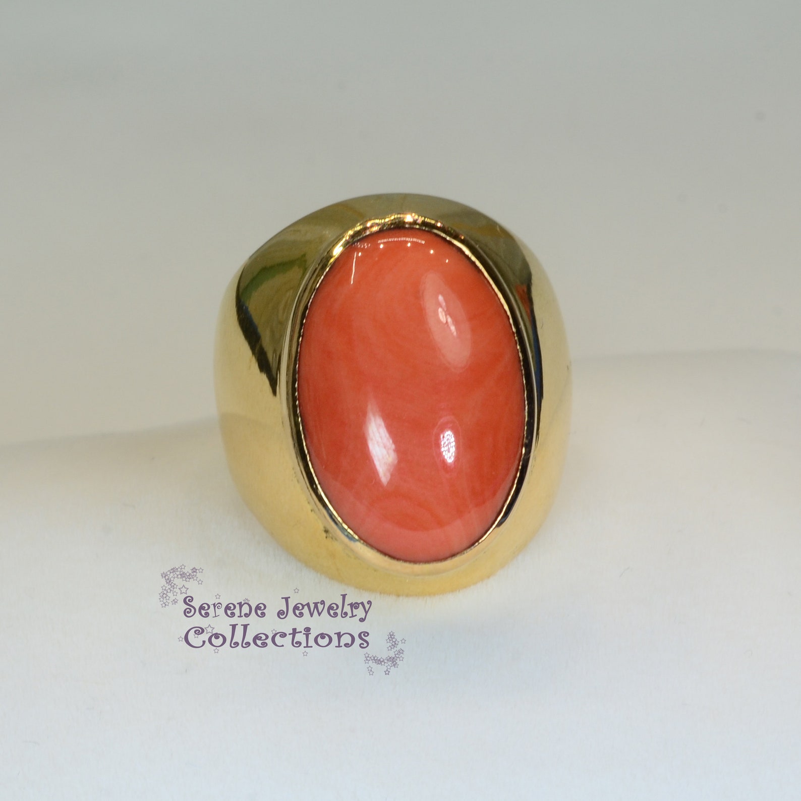 Japanese Momo Coral 18k Gold Ring Vintage Ring Size 6 - Etsy