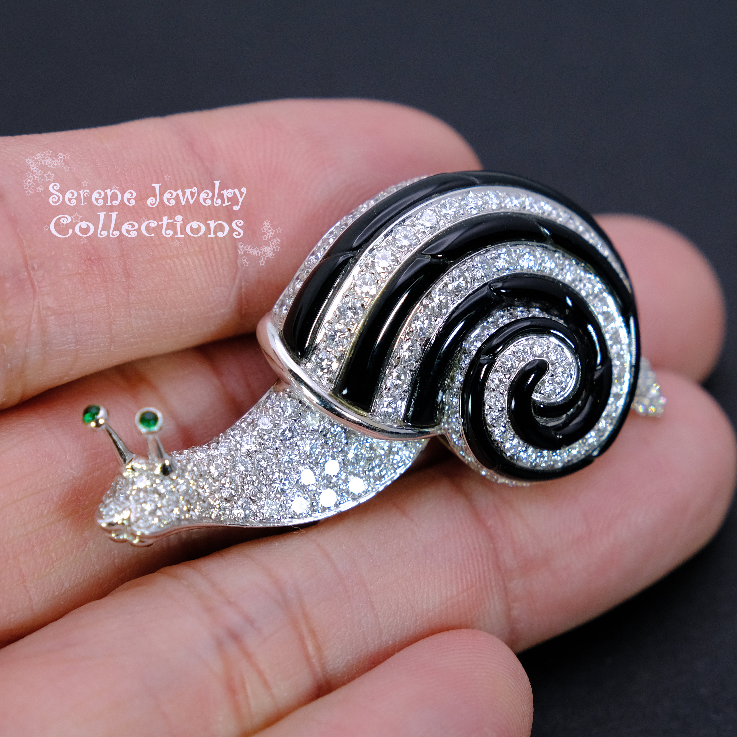 Picchiotti Diamond Enamel 18k White Gold Snail Brooch Vintage Etsy