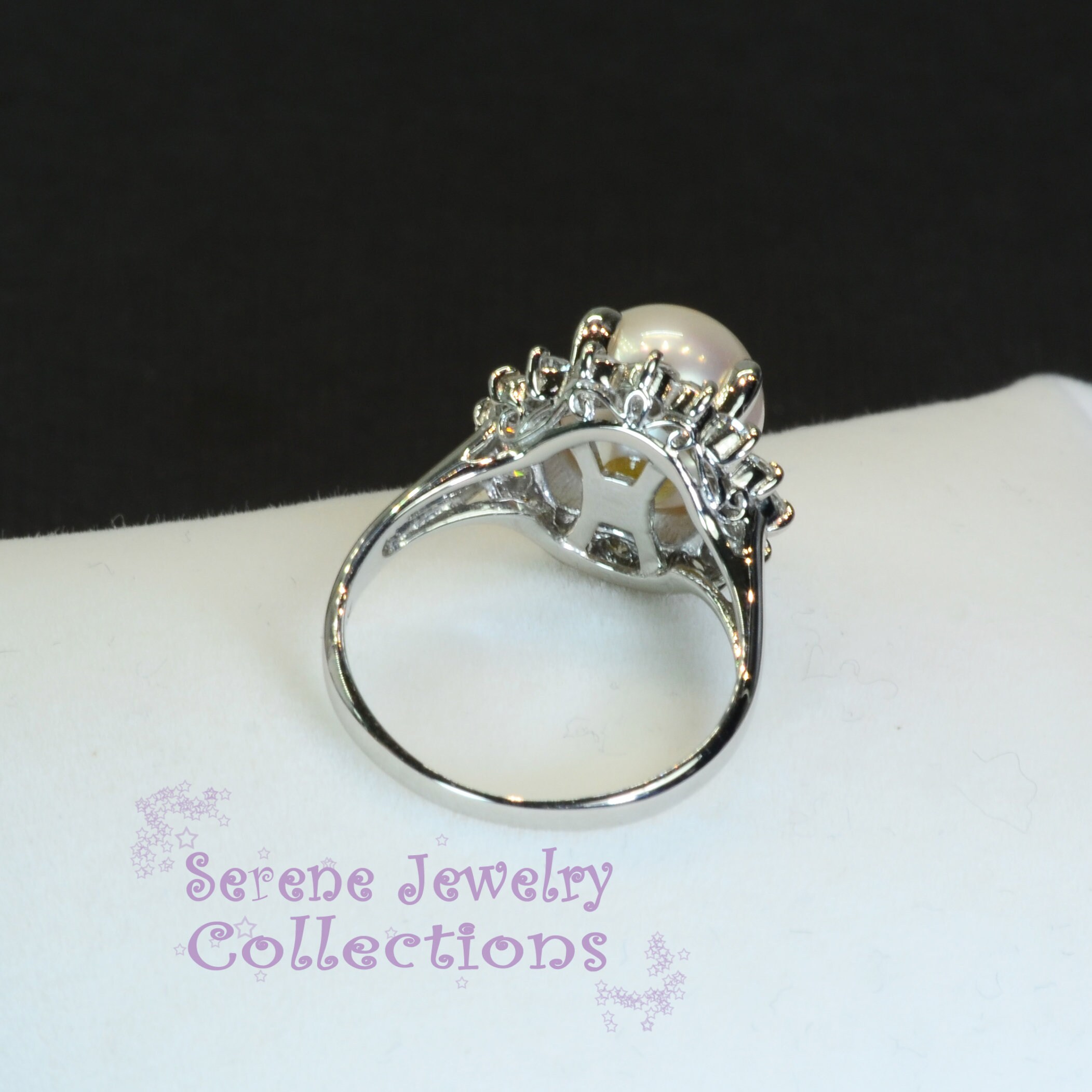 9.2MM Japanese Akoya Pearl Diamond Platinum Ring Vintage Size 6.5 - Etsy