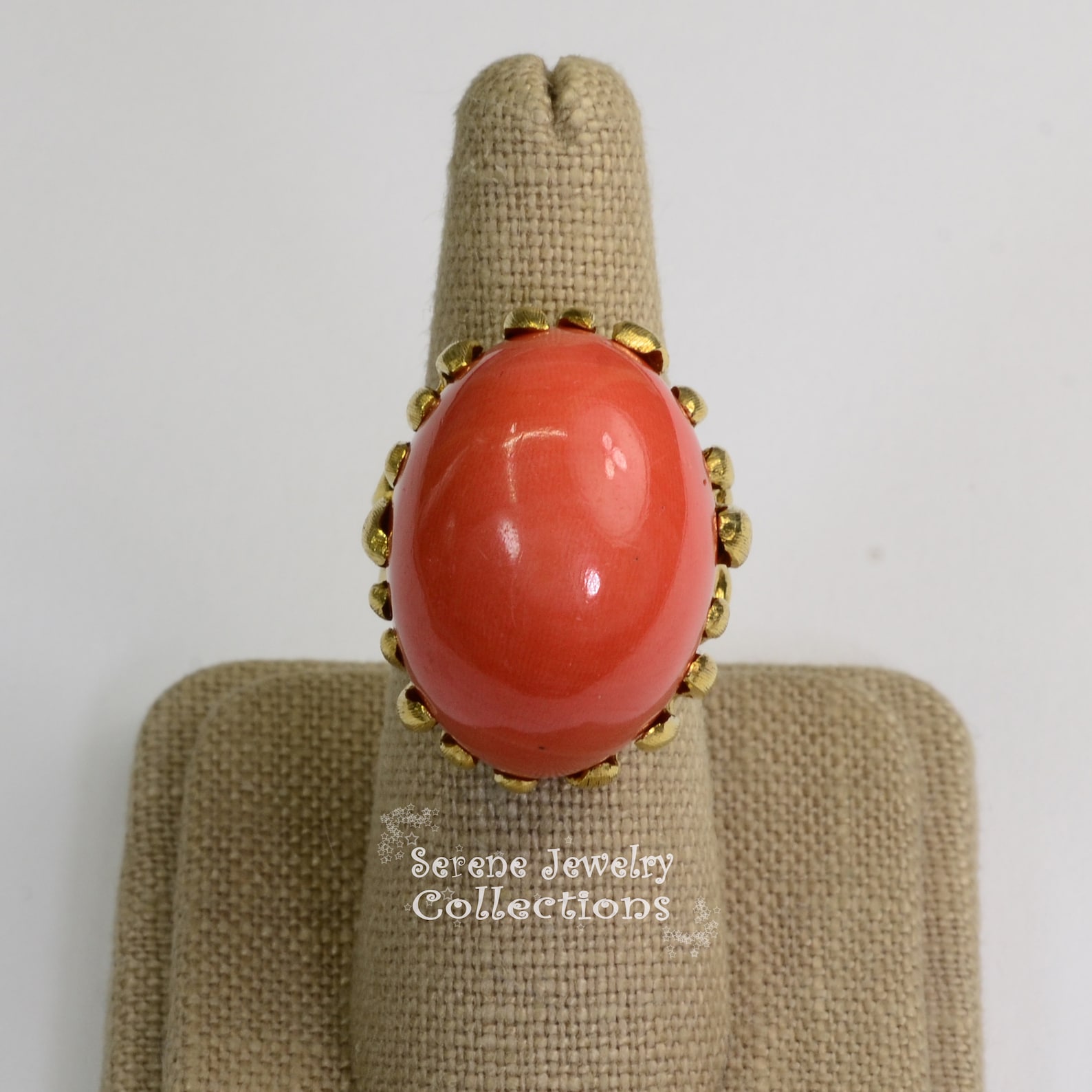 Japanese Momo Coral Diamond 18k Gold Ring Vintage Ring Size - Etsy