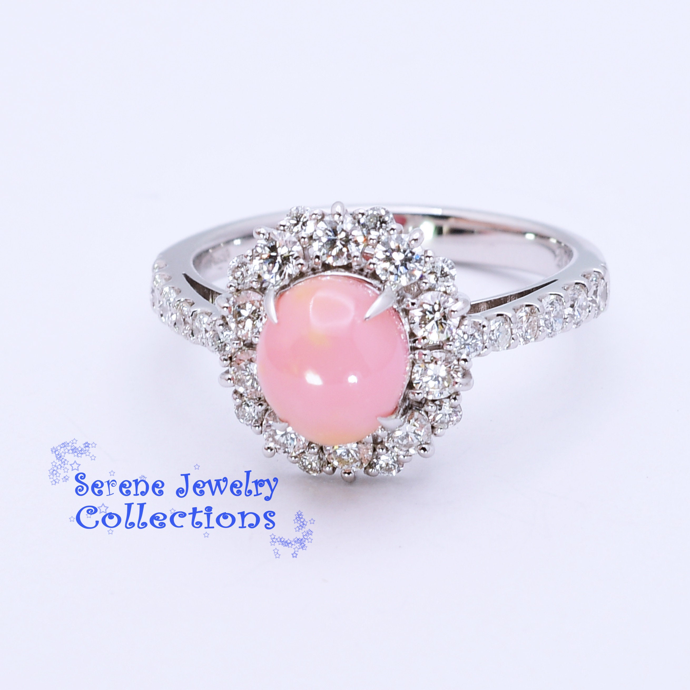 Pink Conch Pearl Diamond Platinum Ring Vintage Ring Size 5.75 - Etsy