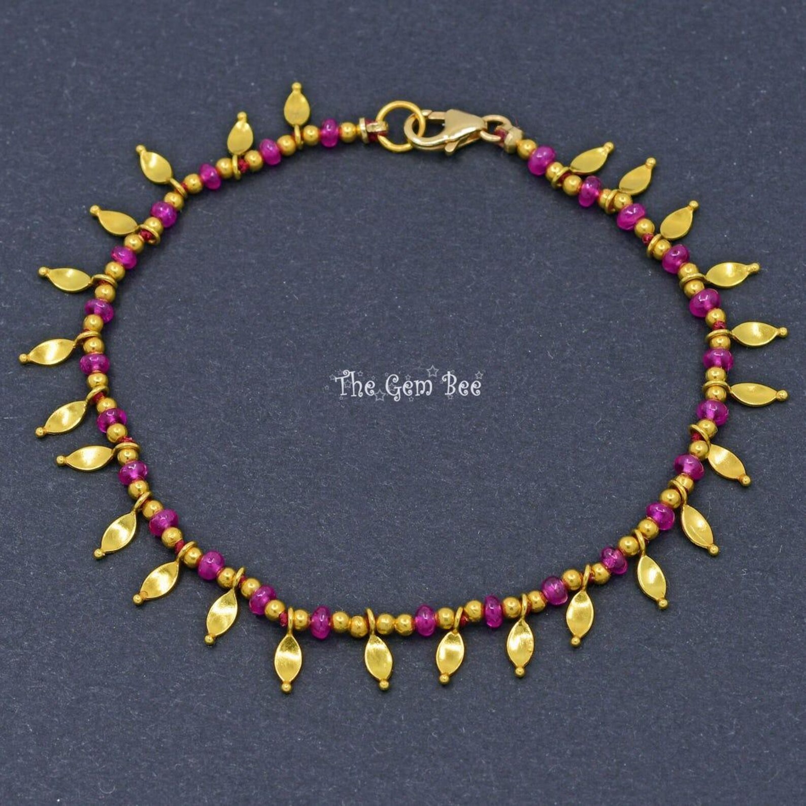 18k Solid Gold Gem Grade Fine Burmese Ruby Smooth Rondelles Beads 7 ...