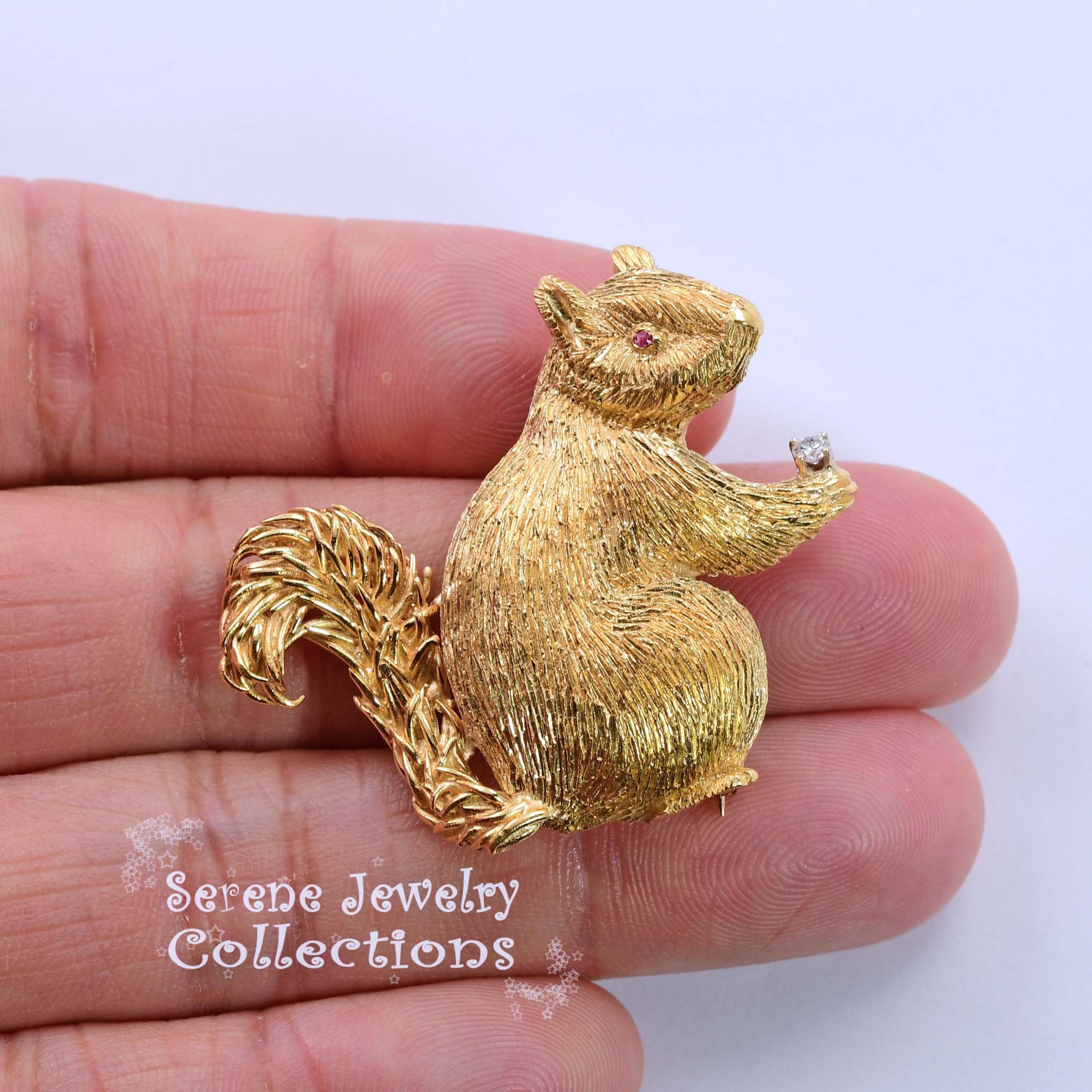 Tiffany & Co Diamond Ruby 18k Yellow Gold Squirrel Brooch Vintage - Etsy