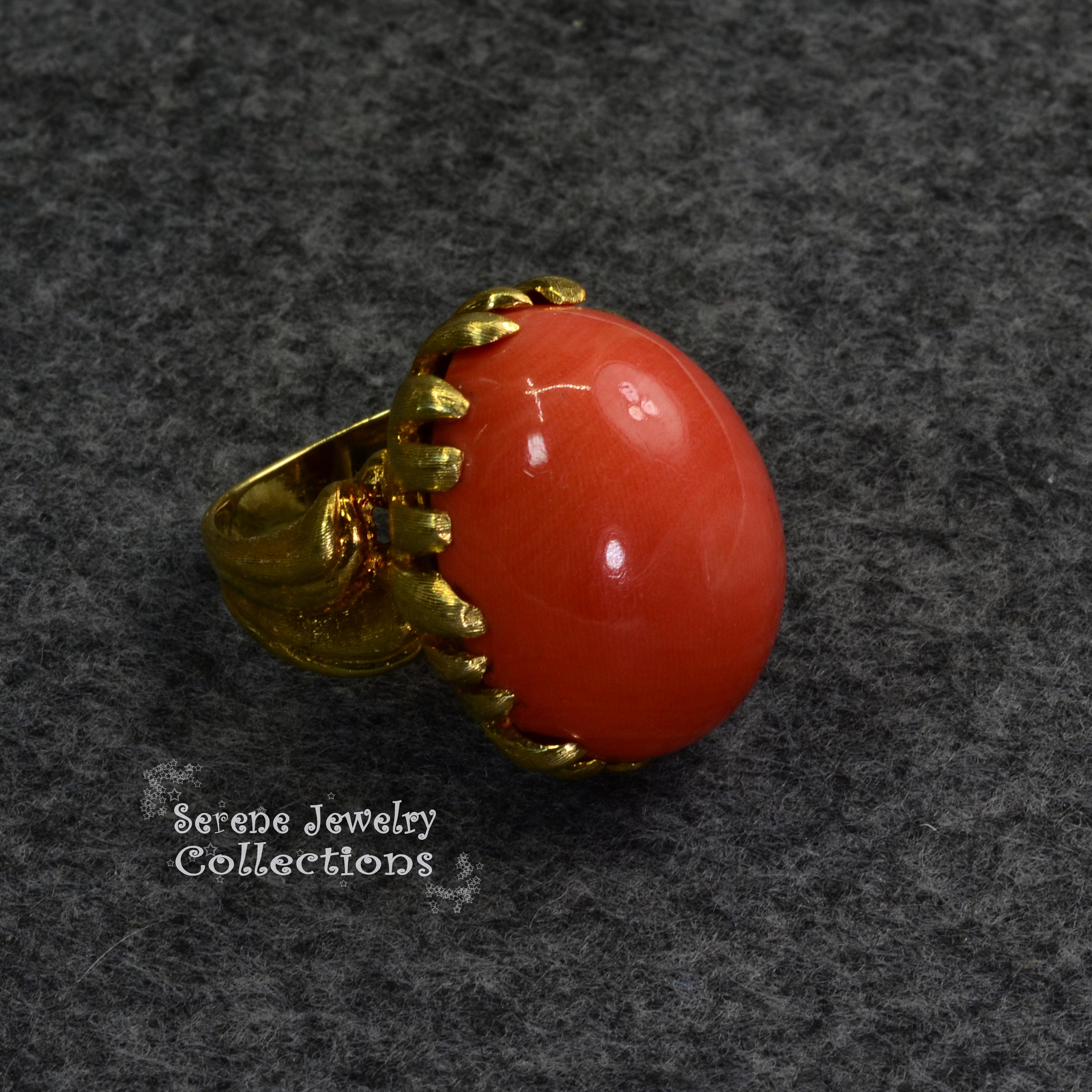 Japanese Momo Coral Diamond 18k Gold Ring Vintage Ring Size 5.75 - Etsy