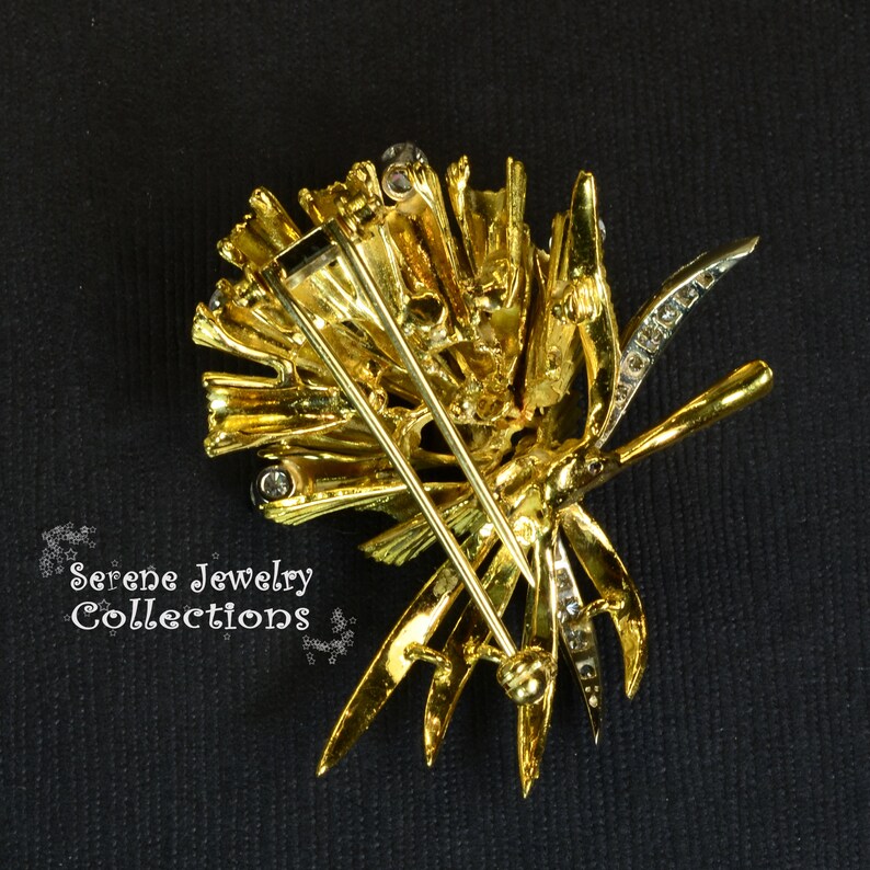 Diamond 18k Yellow Gold Flower Bouquet Brooch Vintage - Etsy
