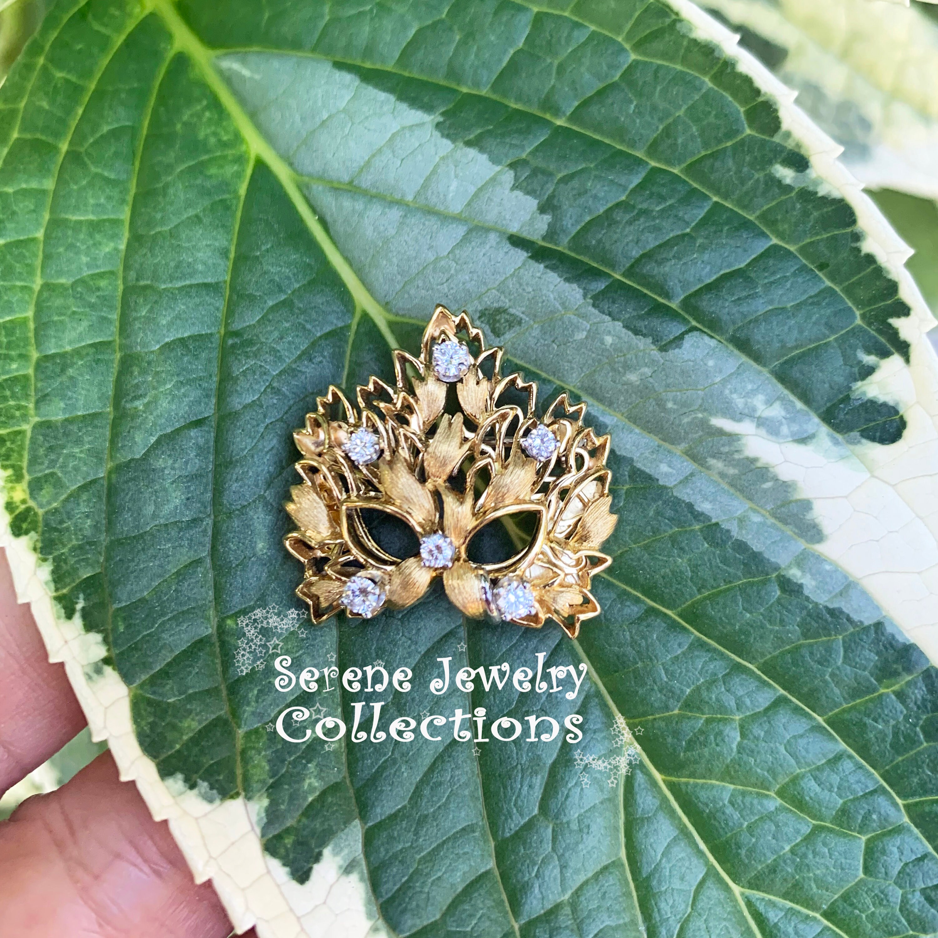 Henry Dunay Diamond 18k Yellow Gold Platinum Mask Brooch - Etsy