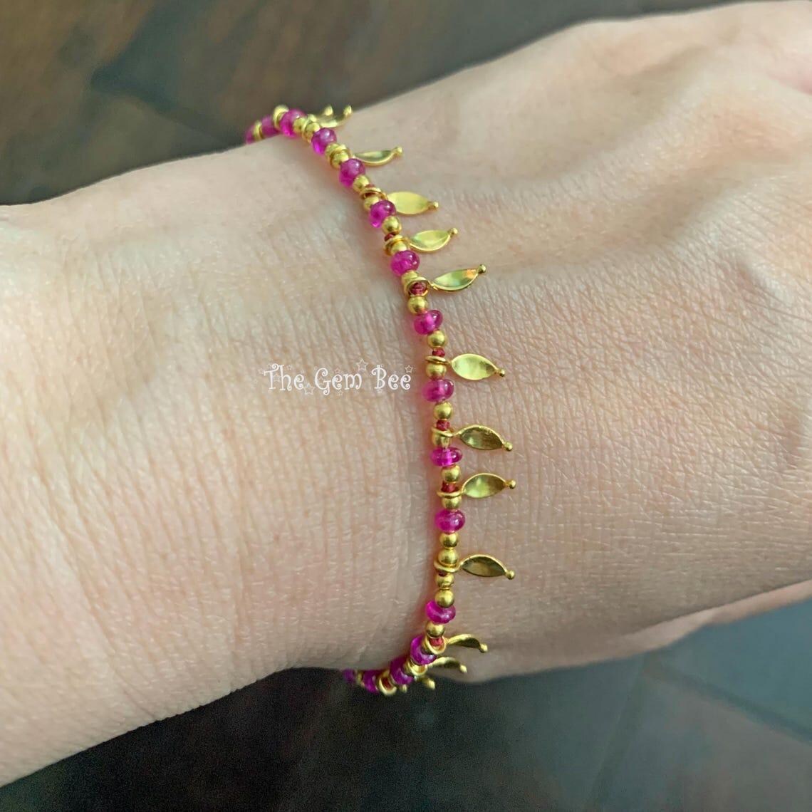 18k Solid Gold Gem Grade Fine Burmese Ruby Smooth Rondelles Beads 7 ...