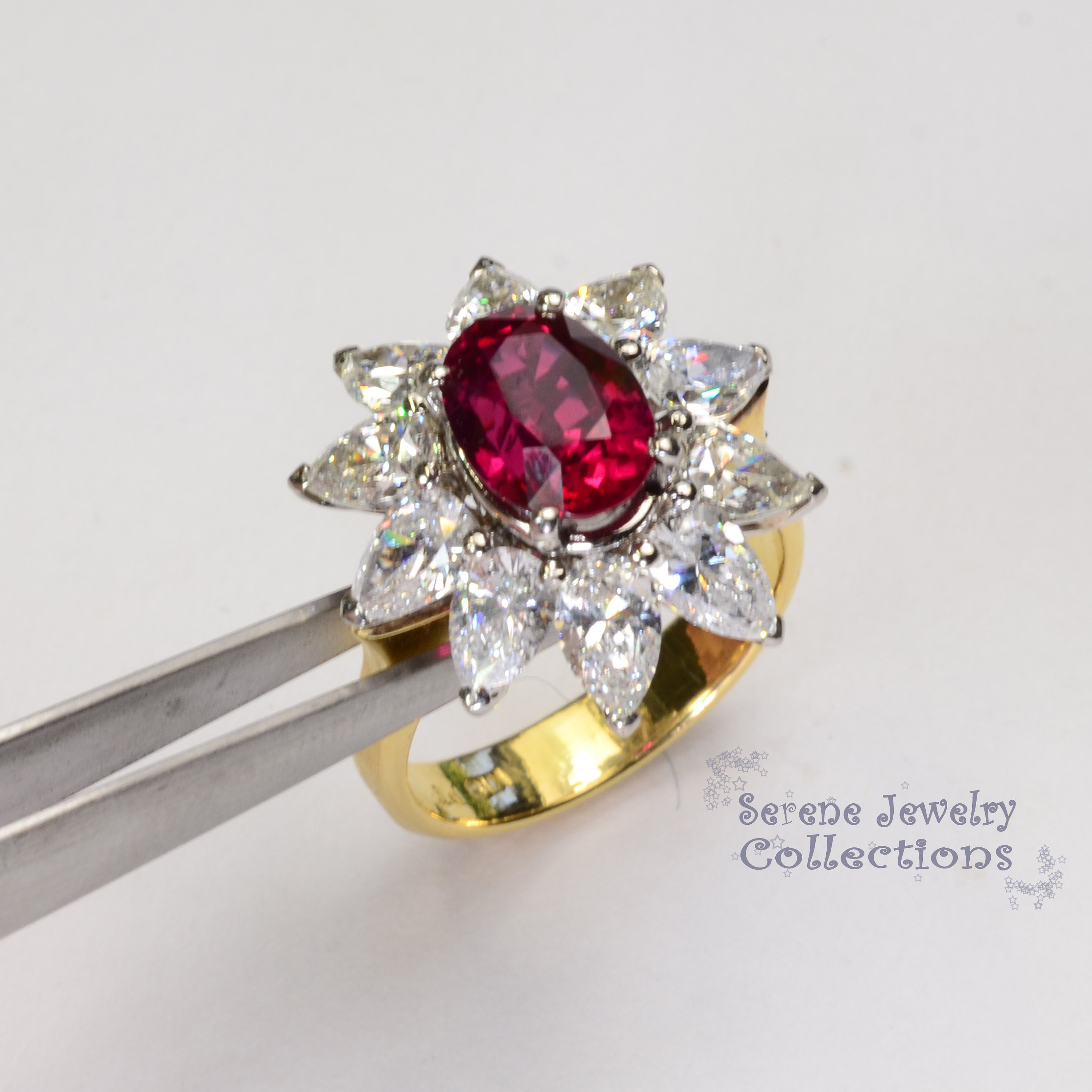 3ct Ruby Heat Only Diamond Ring Platinum 18k Gold Vintage Ring - Etsy