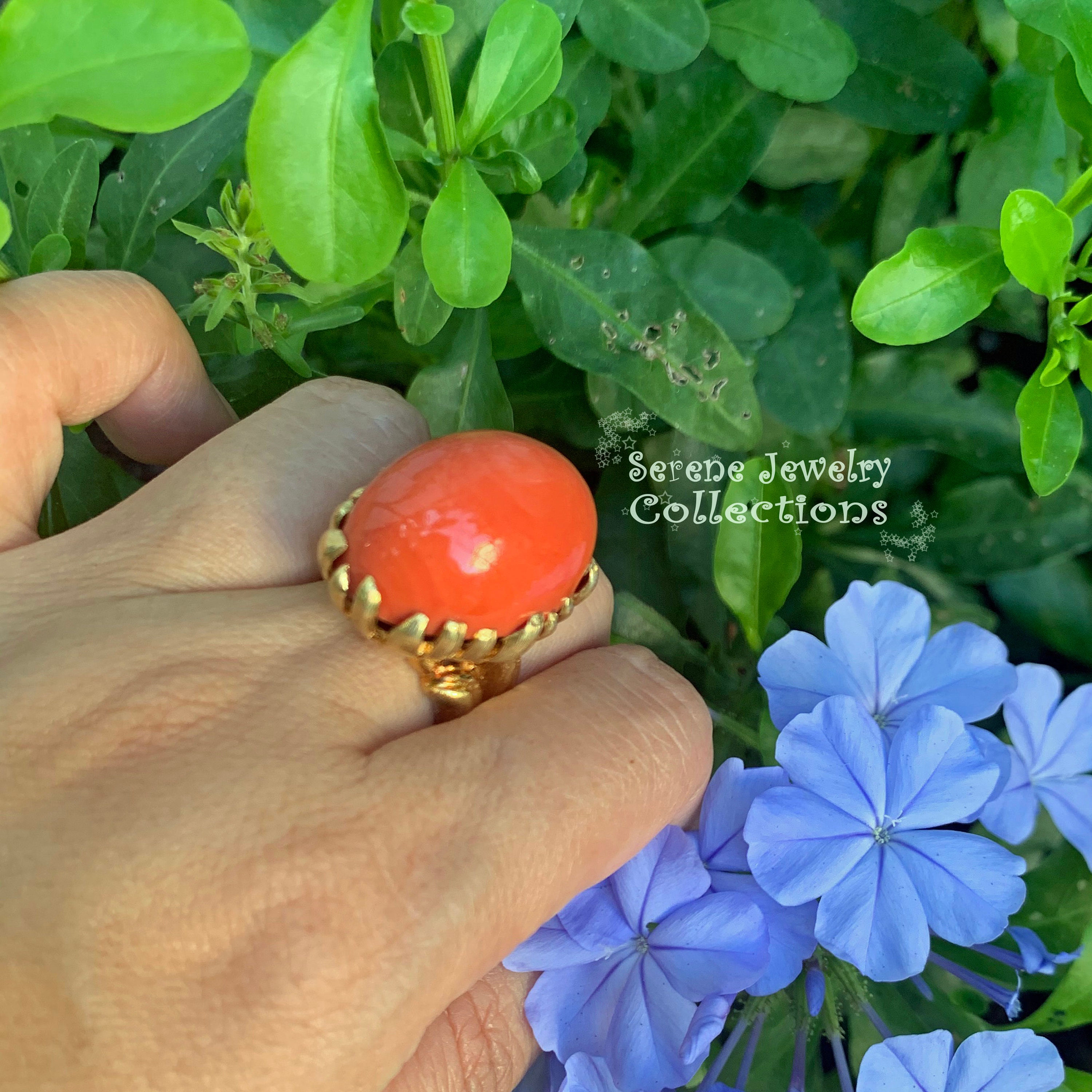 Japanese Momo Coral Diamond 18k Gold Ring Vintage Ring Size - Etsy
