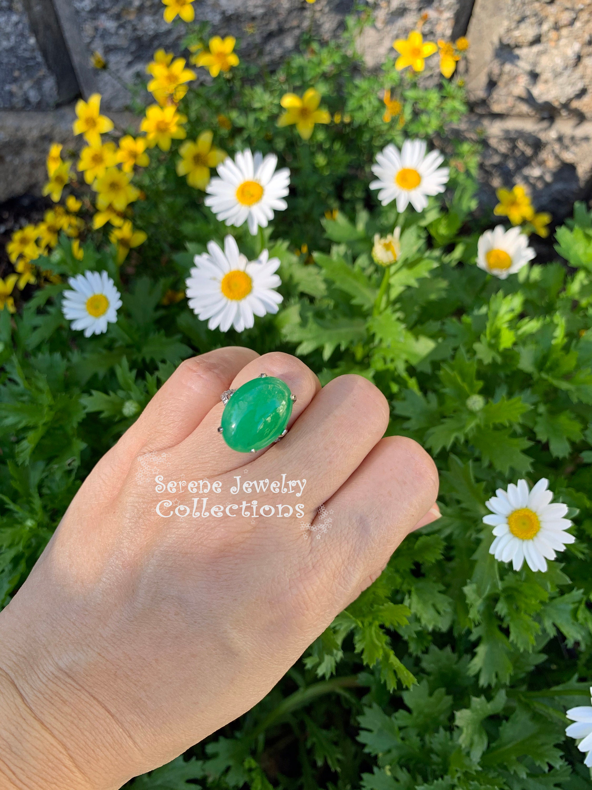 GIA Untreated Art Deco Antique 14CT Untreated A Jade Jadeite Diamond ...