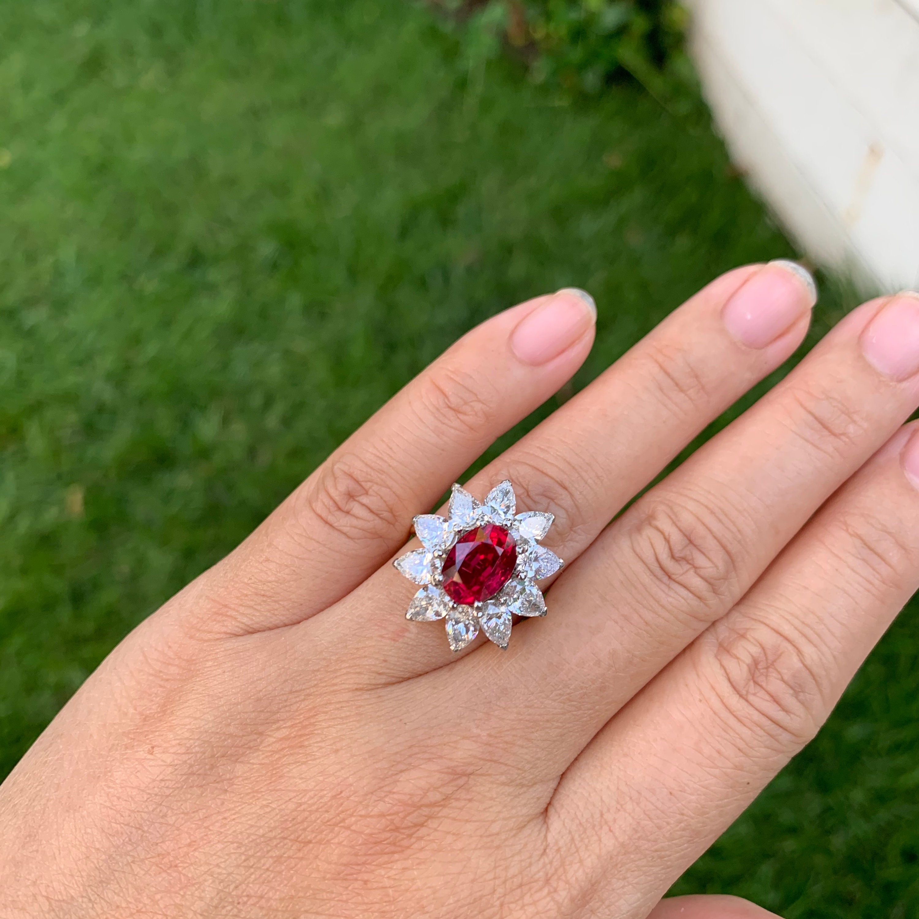 3ct Ruby Heat Only Diamond Ring Platinum 18k Gold Vintage Ring - Etsy