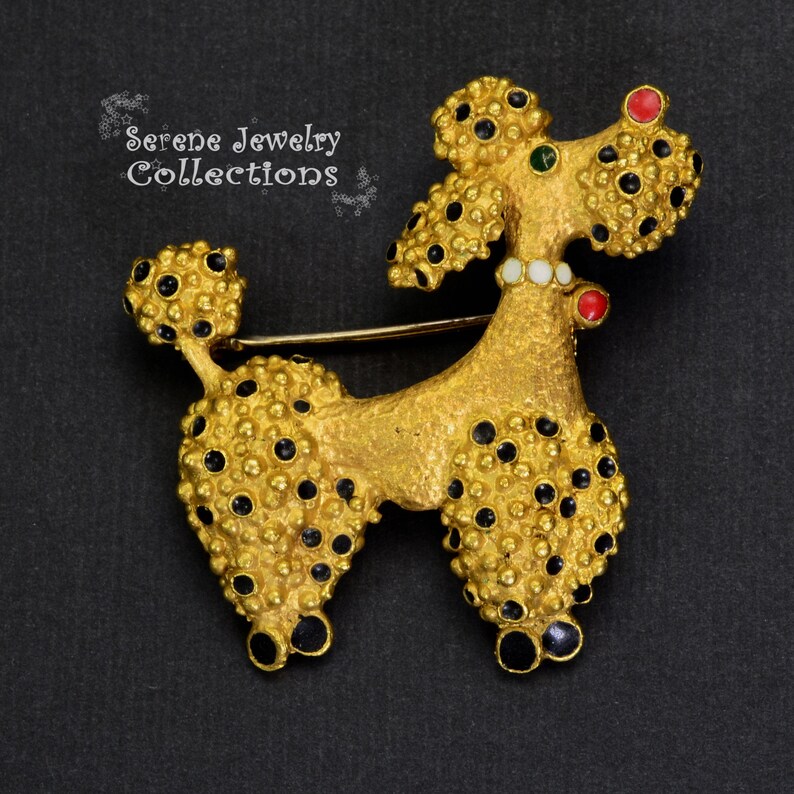Enamel 18K Gold Poodle Brooch Vintage - Etsy