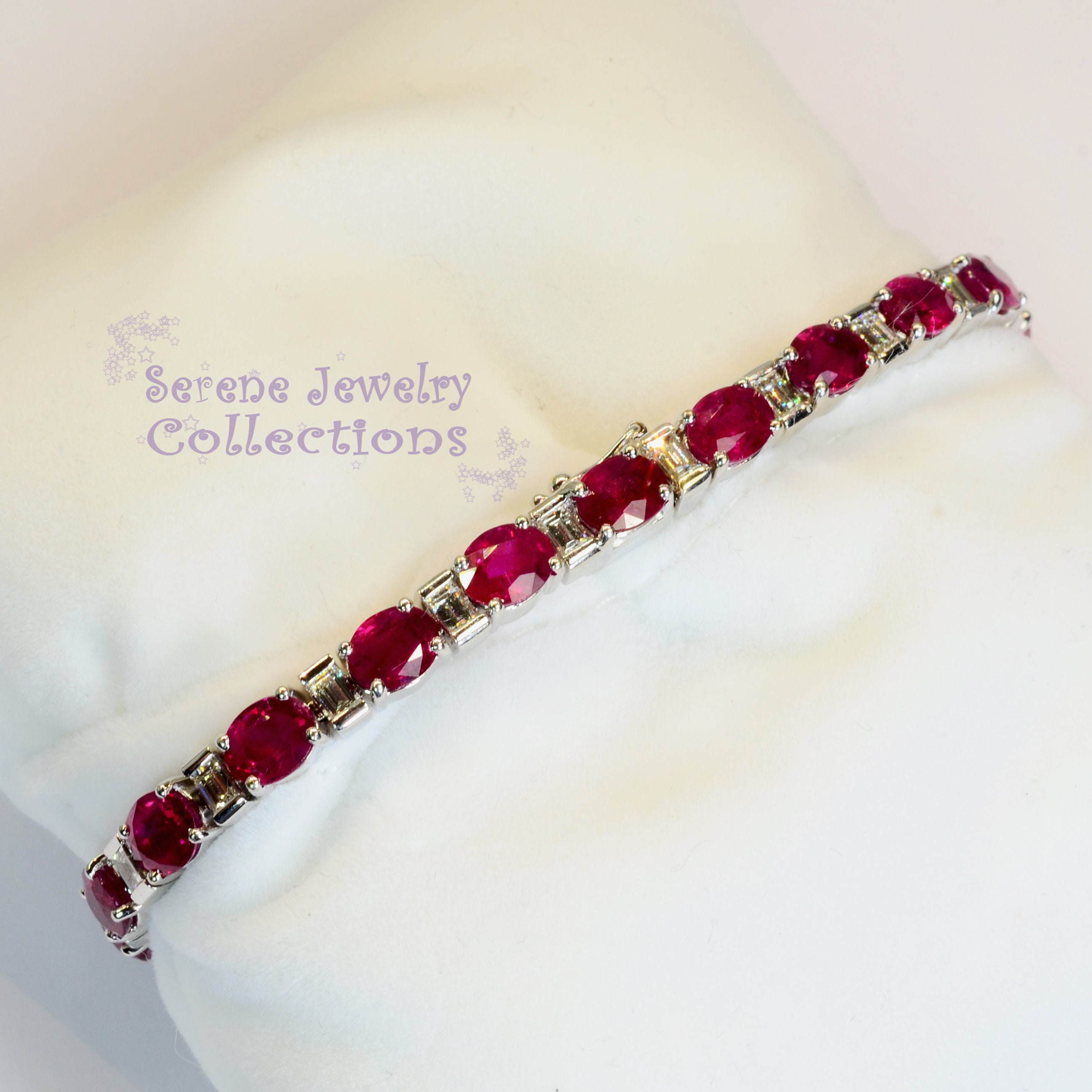 13.7ct Ruby Diamond Bracelet 18k Solid Gold Vintage 6.3 Inch - Etsy