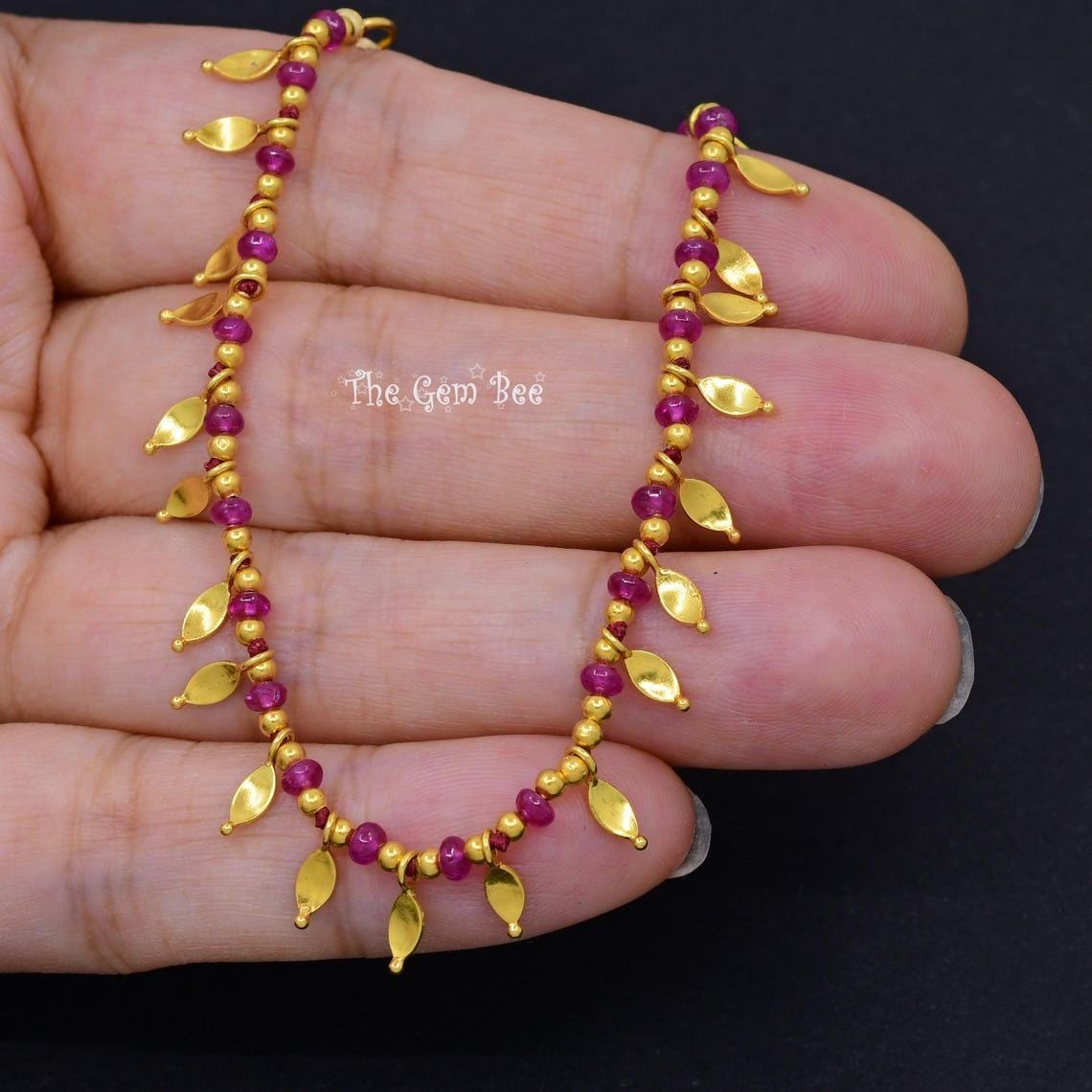 18k Solid Gold Gem Grade Fine Burmese Ruby Smooth Rondelles Beads 7 ...