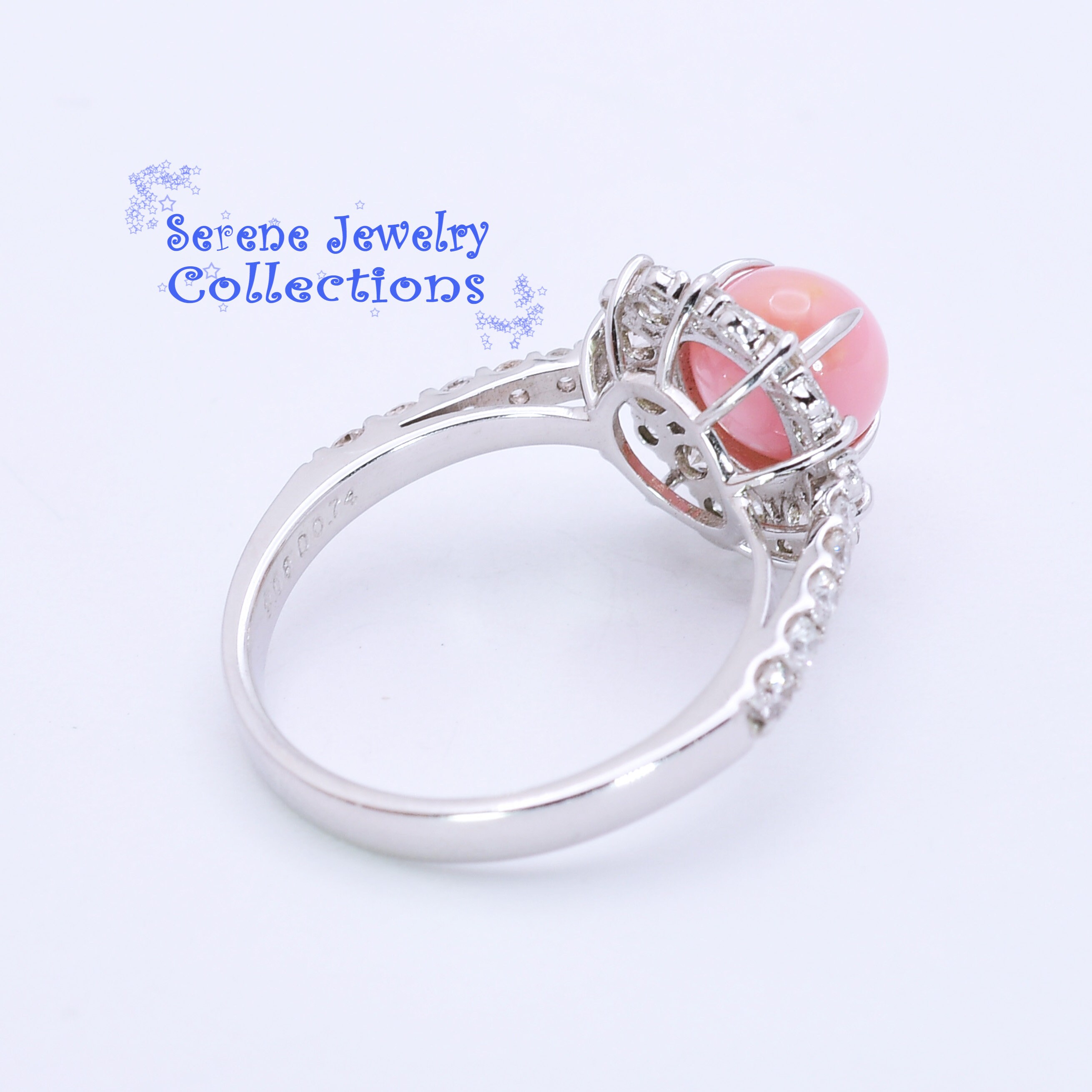 Pink Conch Pearl Diamond Platinum Ring Vintage Ring Size 5.75 - Etsy