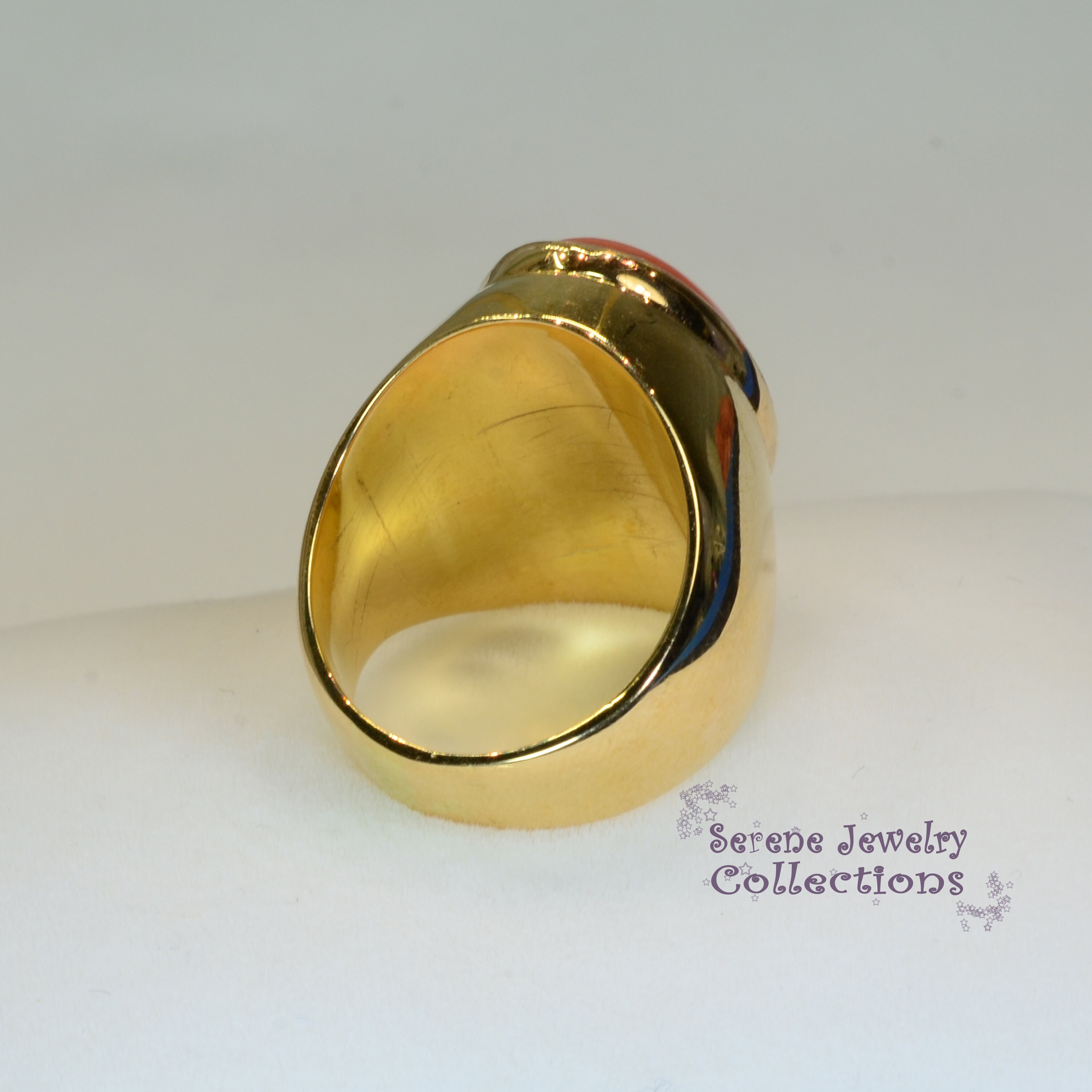 Japanese Momo Coral 18k Gold Ring Vintage Ring Size 6 - Etsy