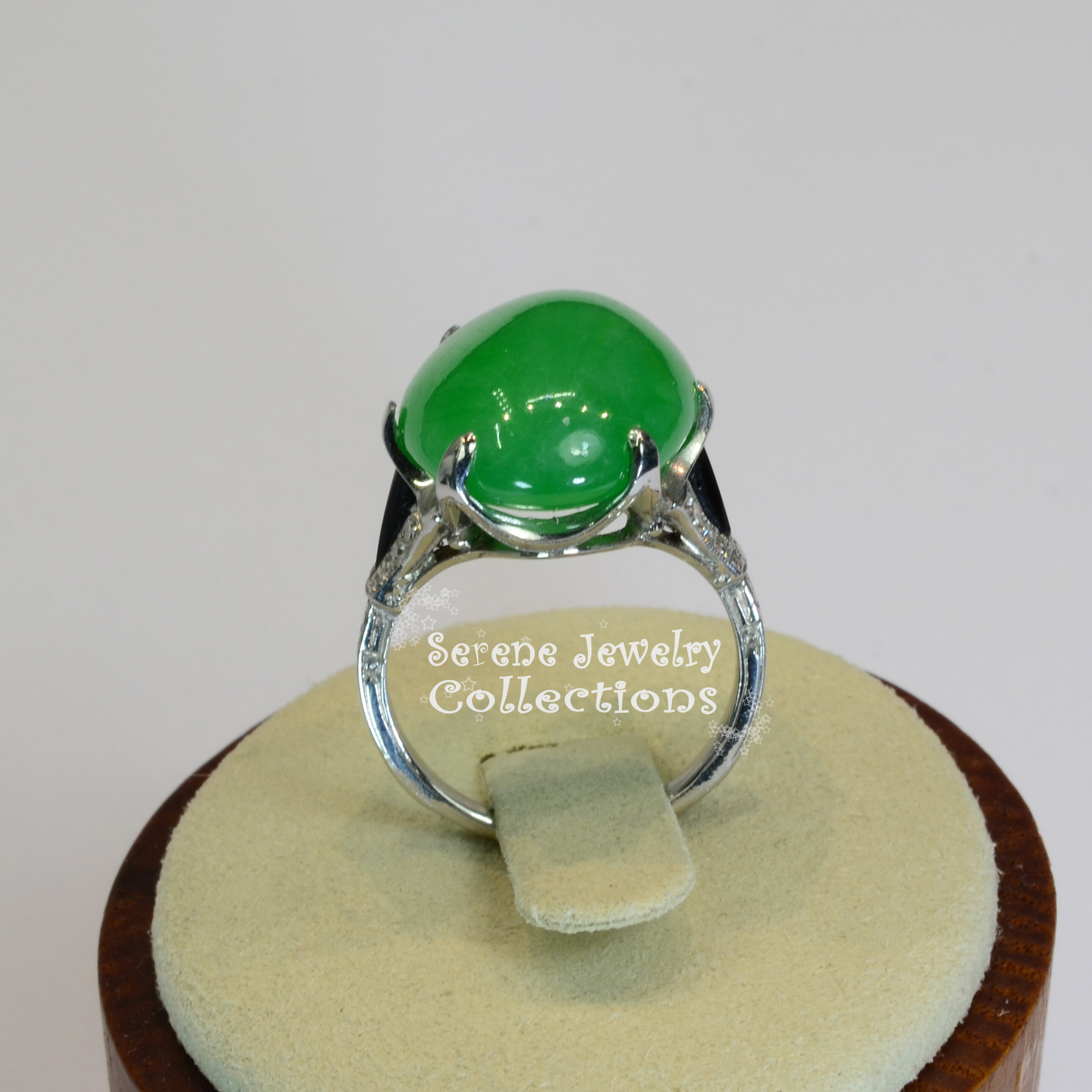 GIA Untreated Art Deco Antique 14CT Untreated A Jade Jadeite Diamond ...