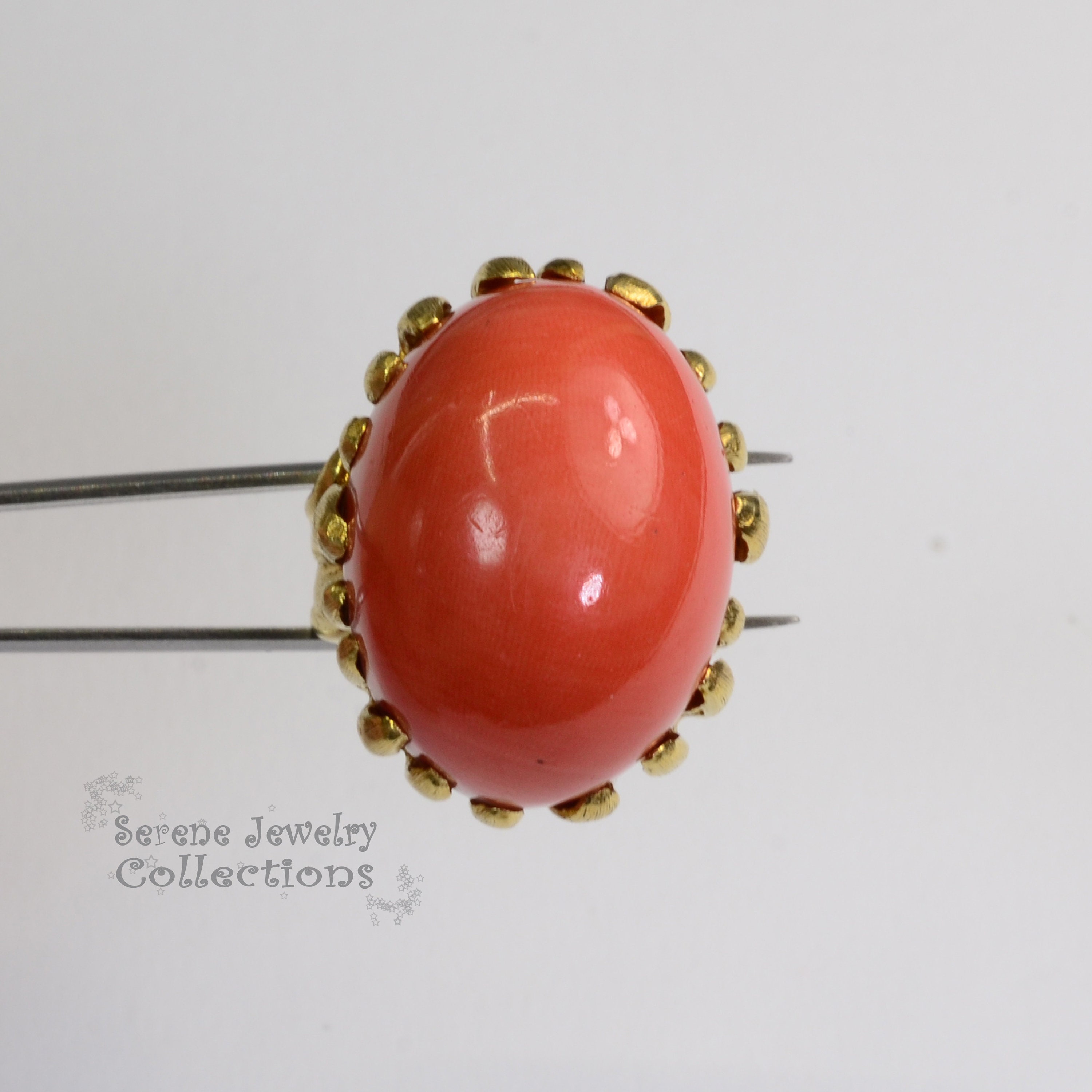Japanese Momo Coral Diamond 18k Gold Ring Vintage Ring Size 5.75 - Etsy
