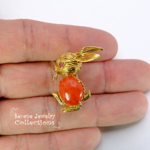 Coral Ruby 18k Yellow Gold Bunny Rabbit Brooch Pin Vintage - Etsy