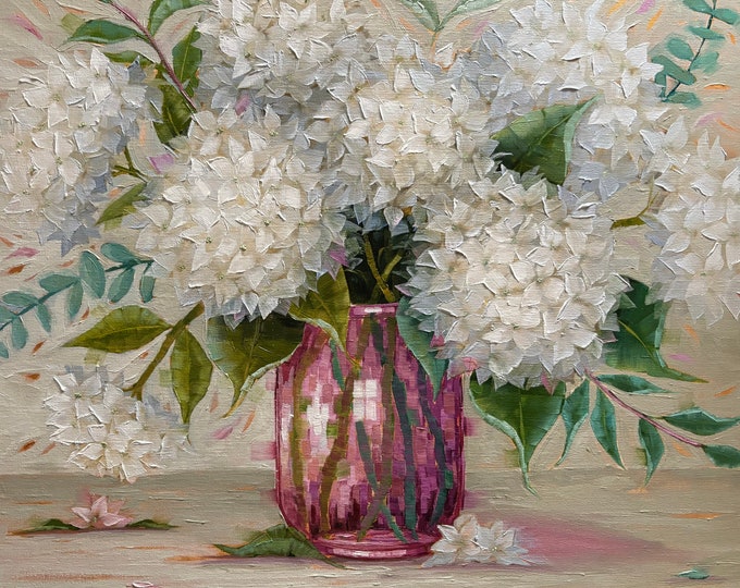 Changes - 20 X 24 Inches White Hydrangea Painting, Oil Painting, Pink ...
