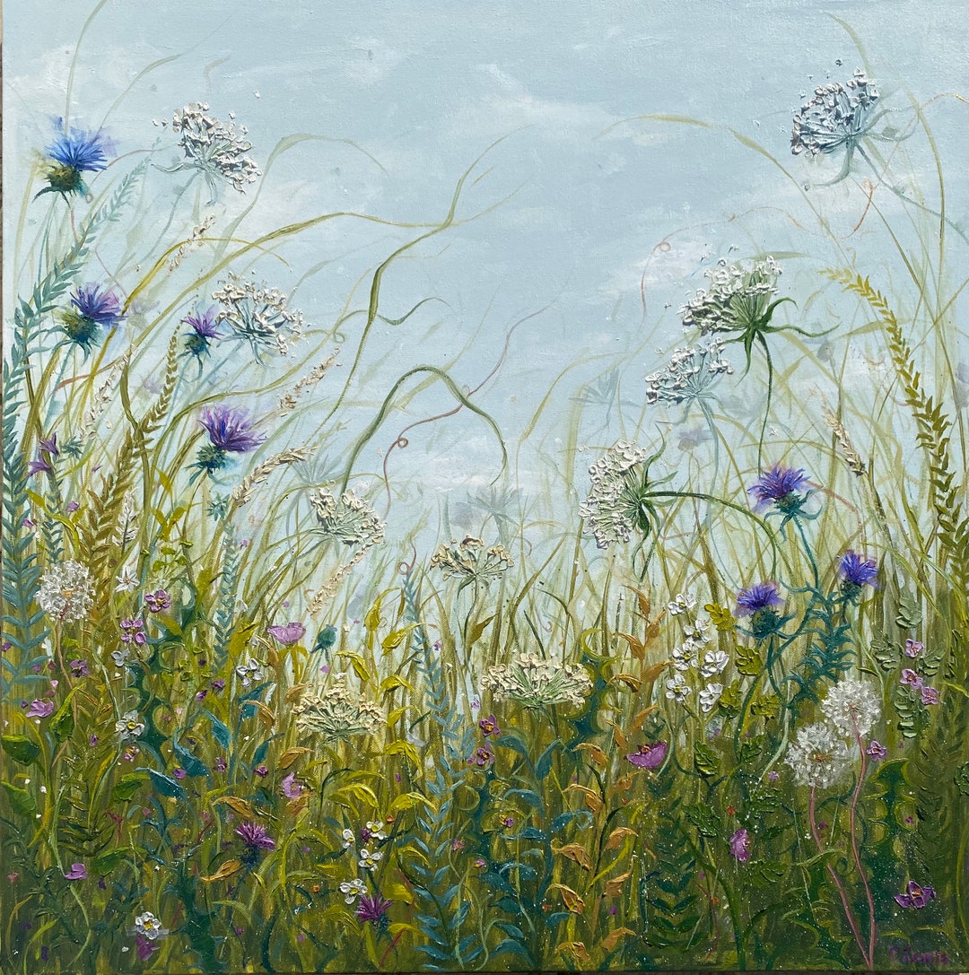 Wildflower Meadow Art Print – Giclee Floral Landscape by Cathy Lewis - Etsy