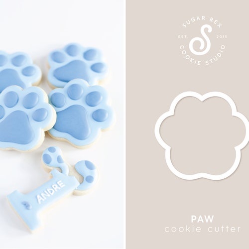 Paw Print Cookie Cutter Cutter With Stamp Fondant Cutters - Etsy