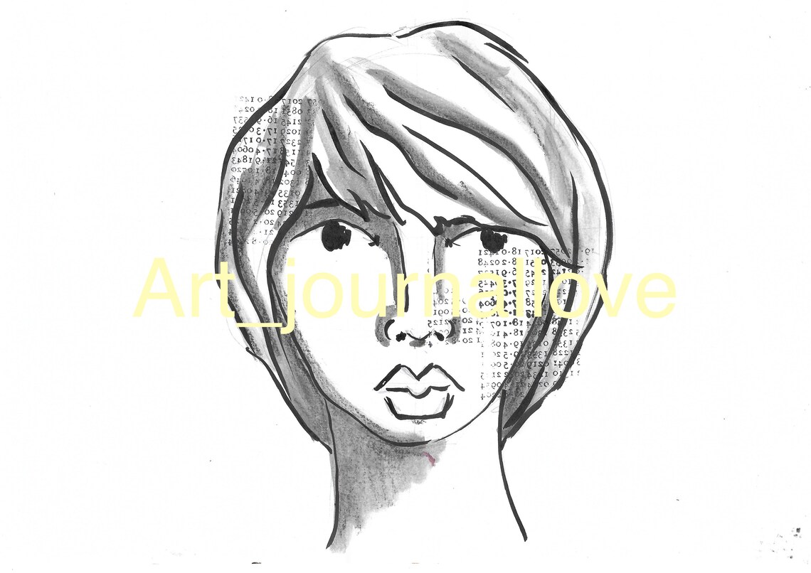 Hand Drawn Face Images for Art Journaling - Etsy