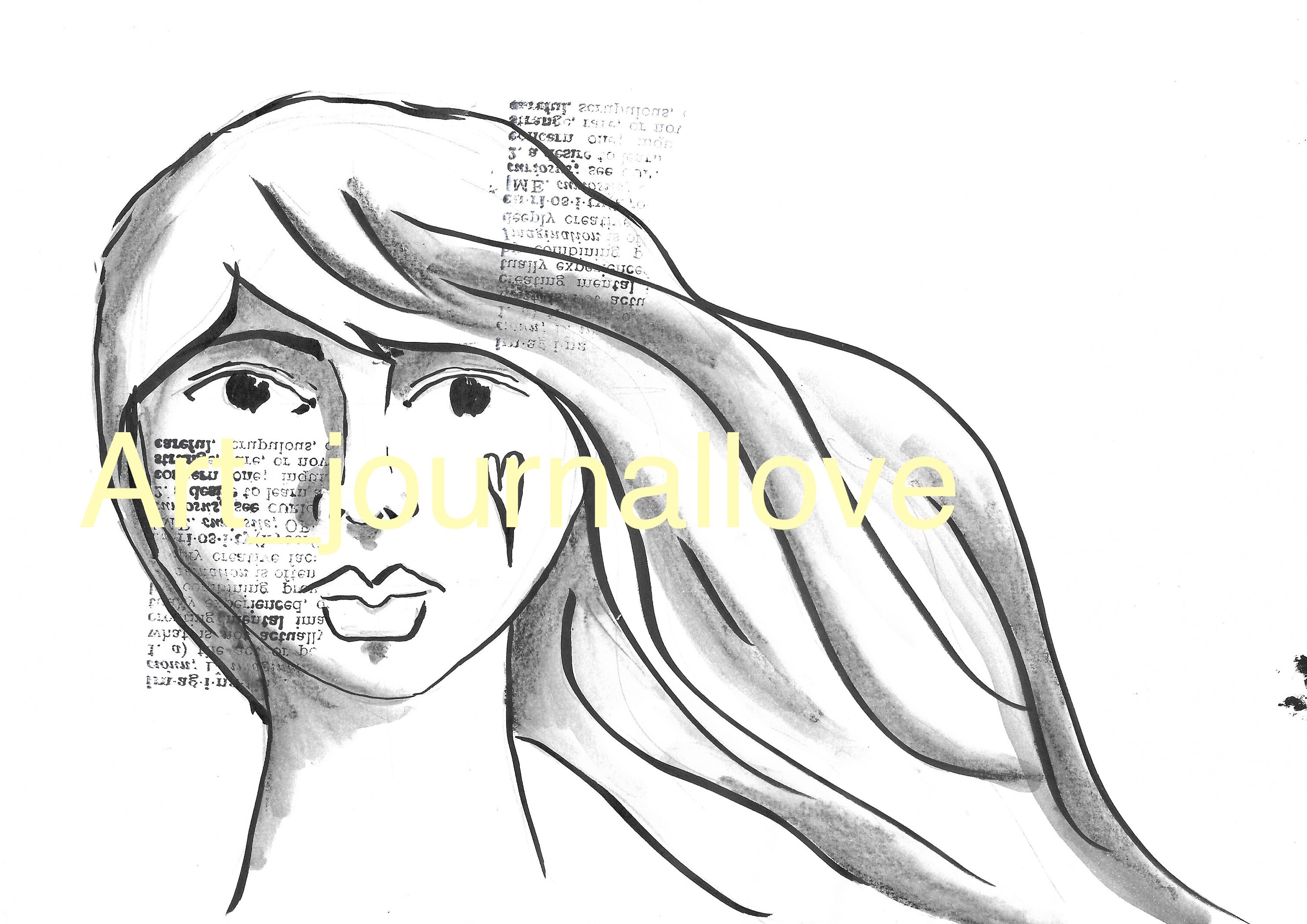 Hand Drawn Face Images for Art Journaling - Etsy