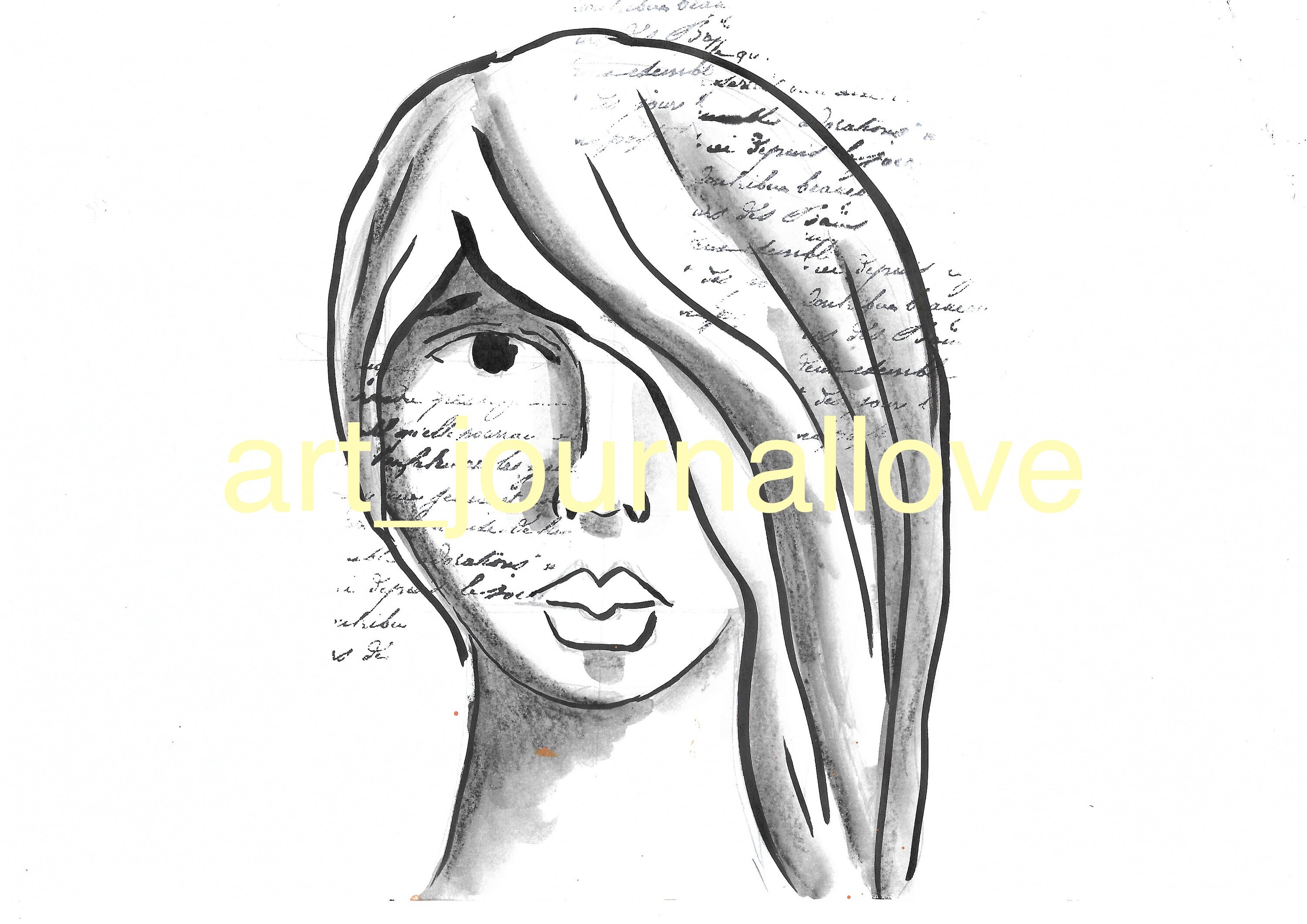 Hand Drawn Face Images for Art Journaling - Etsy