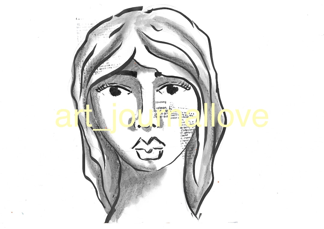 Hand Drawn Face Images for Art Journaling - Etsy
